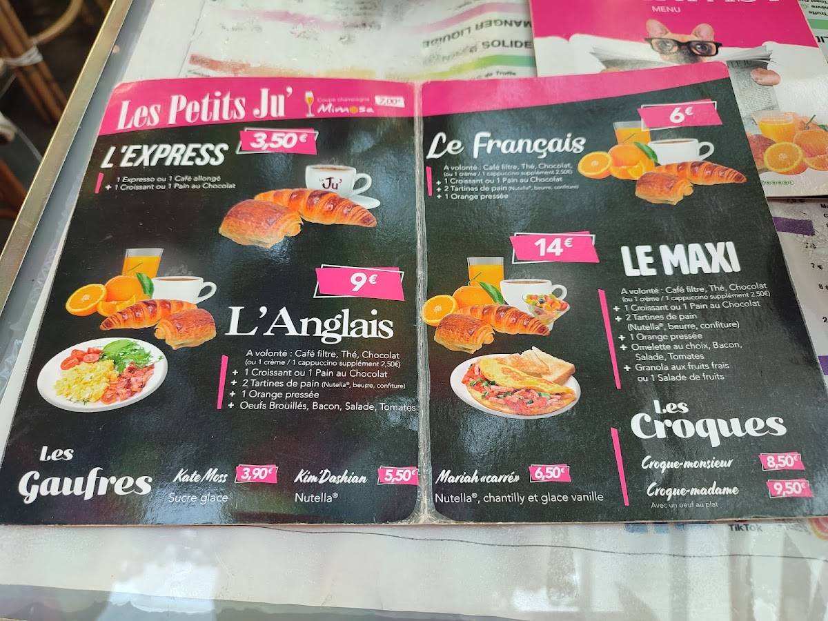 Menu au Le Ju' restaurant, Paris, 16 Rue des Archives