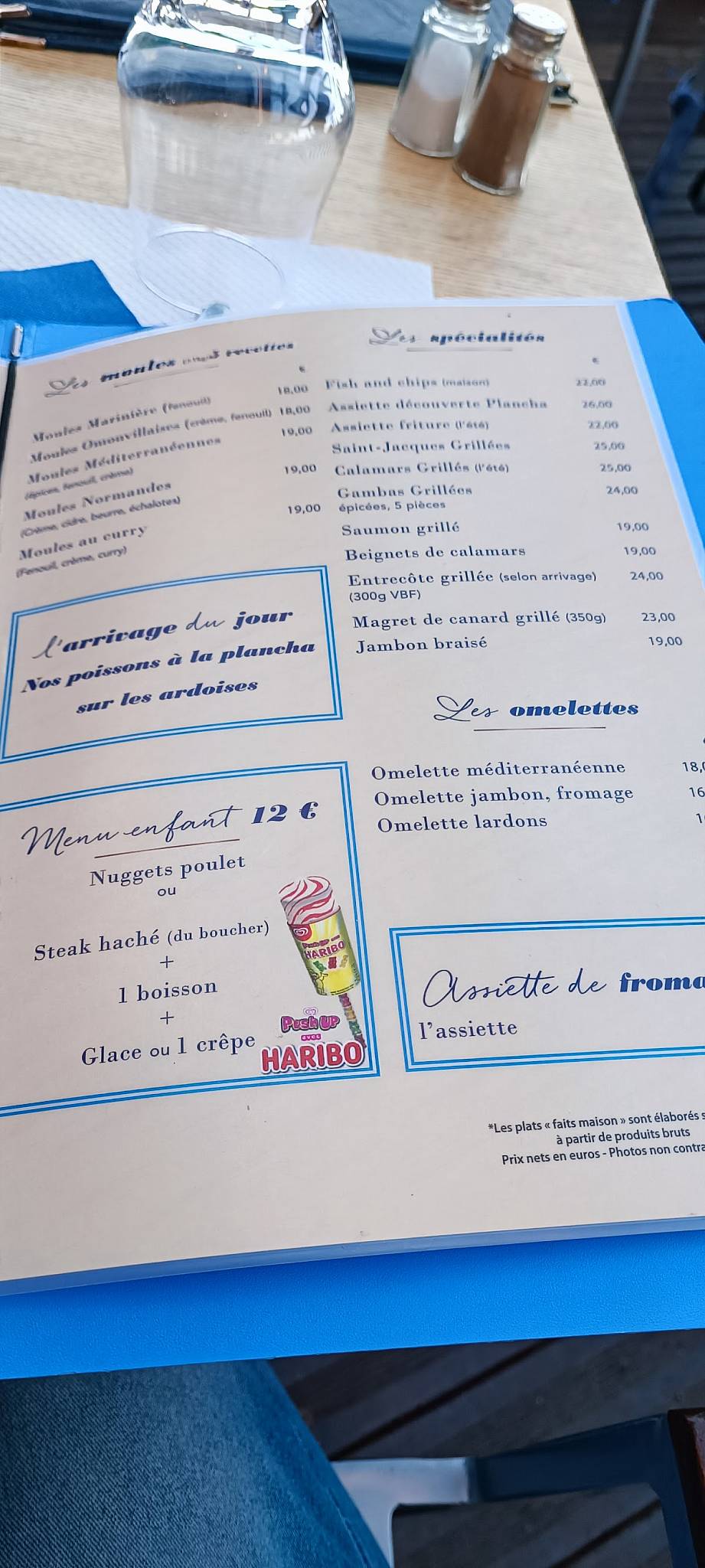 Menu au Le Méditerranée ou Le Marbella restaurant, Omonville-la-Rogue
