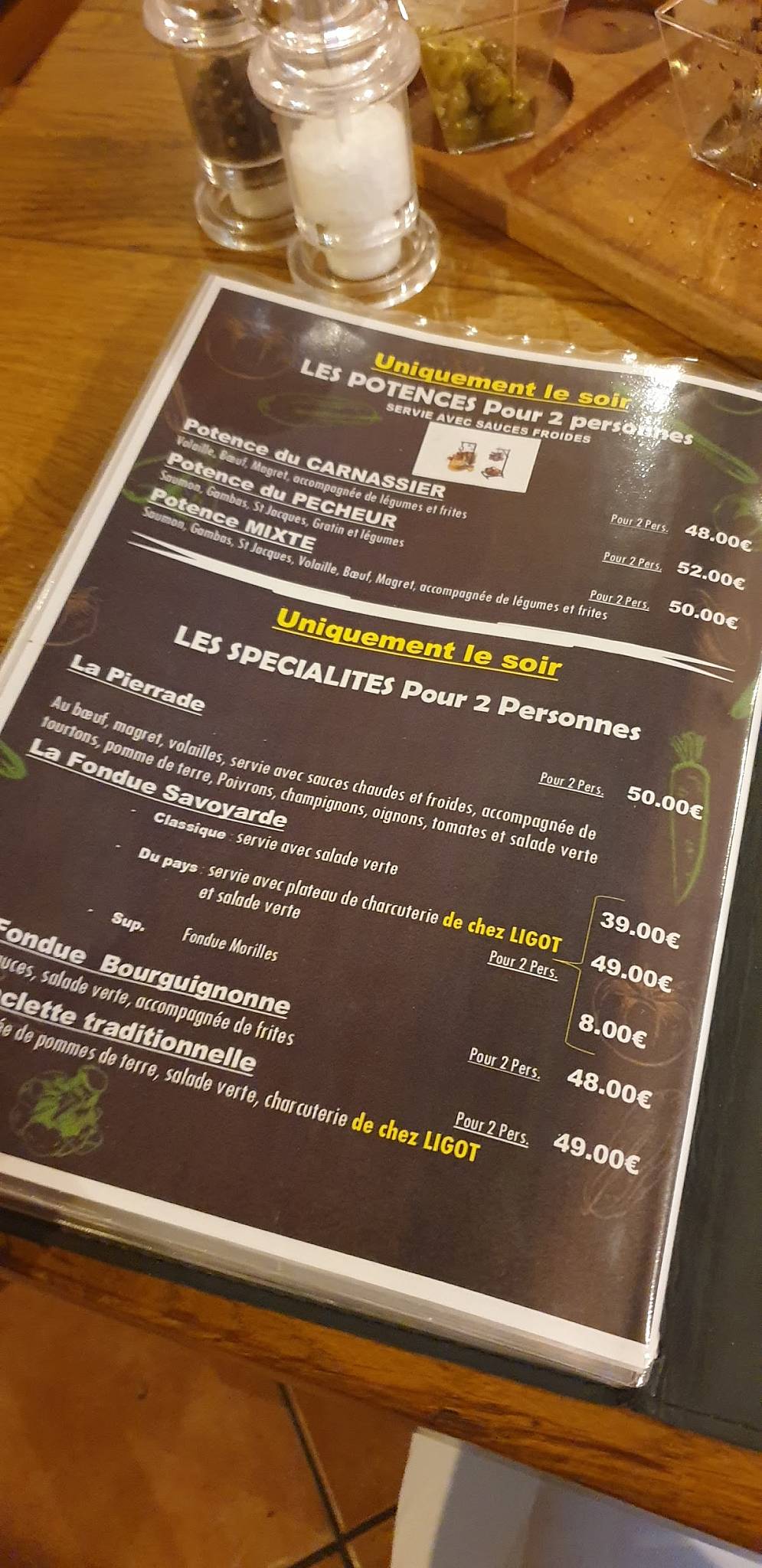 Menu au Le Refuge restaurant, Gap