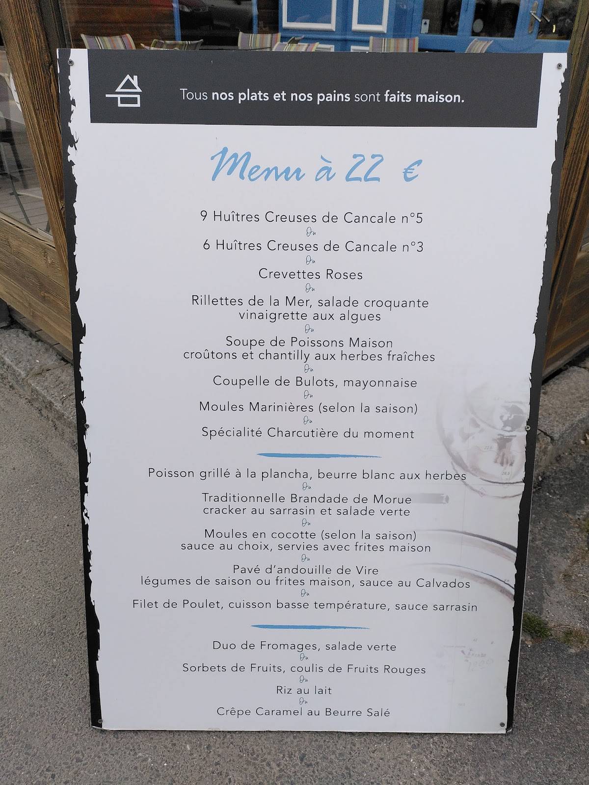 Menu au Le Surcouf restaurant, Cancale