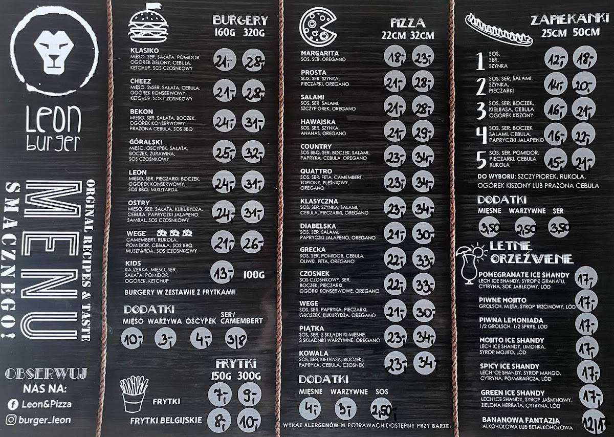 Menu at Leon Cafe @ Pizza, Ornontowice