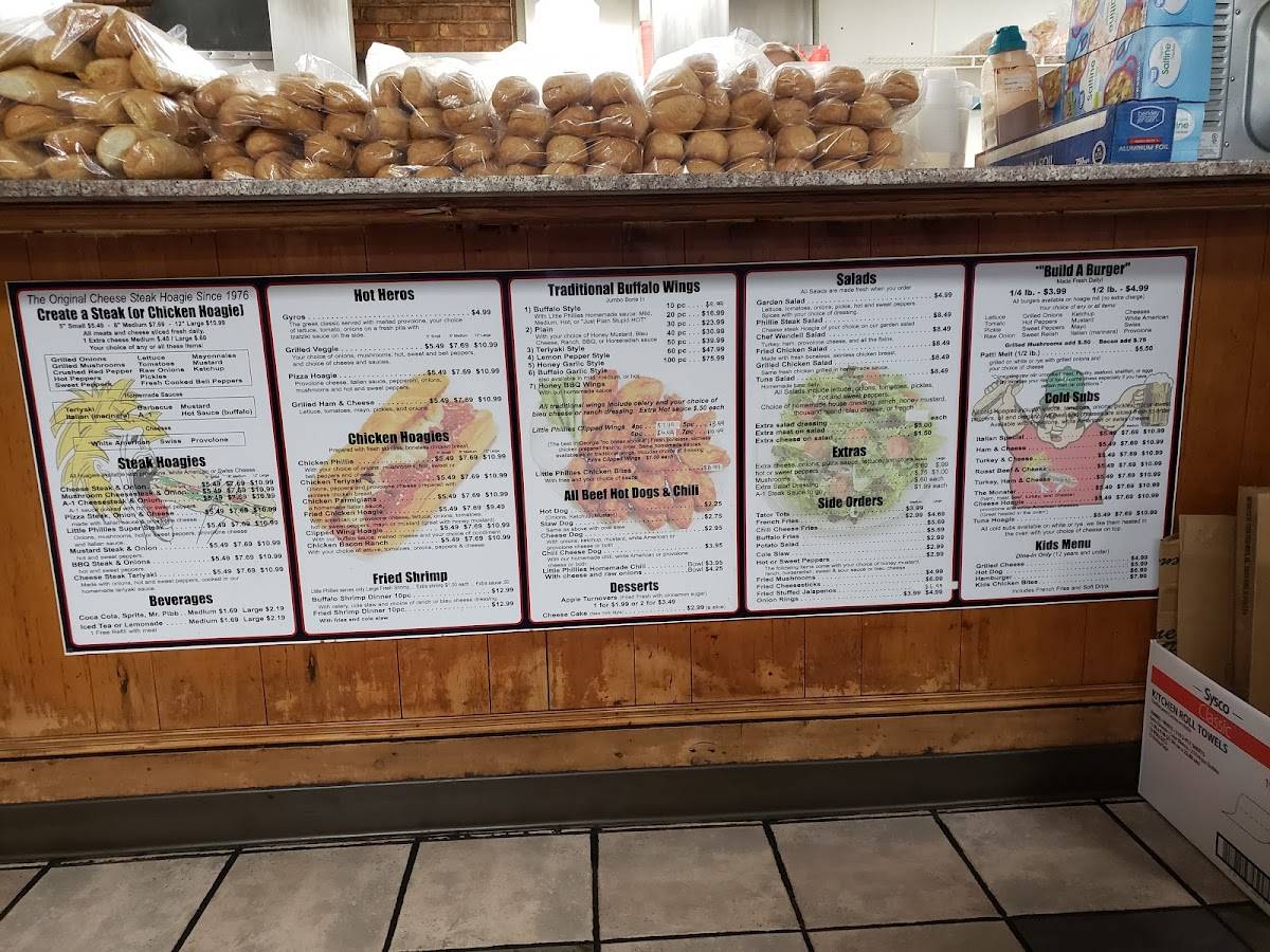 Menu at Little Phillies restaurant, Covington, Industrial Blvd D