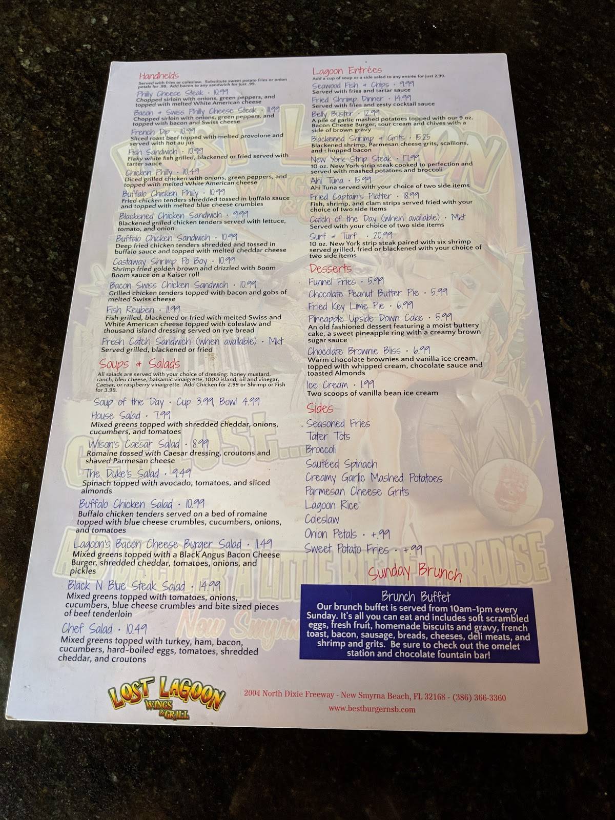 Menu at Lost Lagoon Wings and Grill restaurant, New Smyrna Beach, N ...