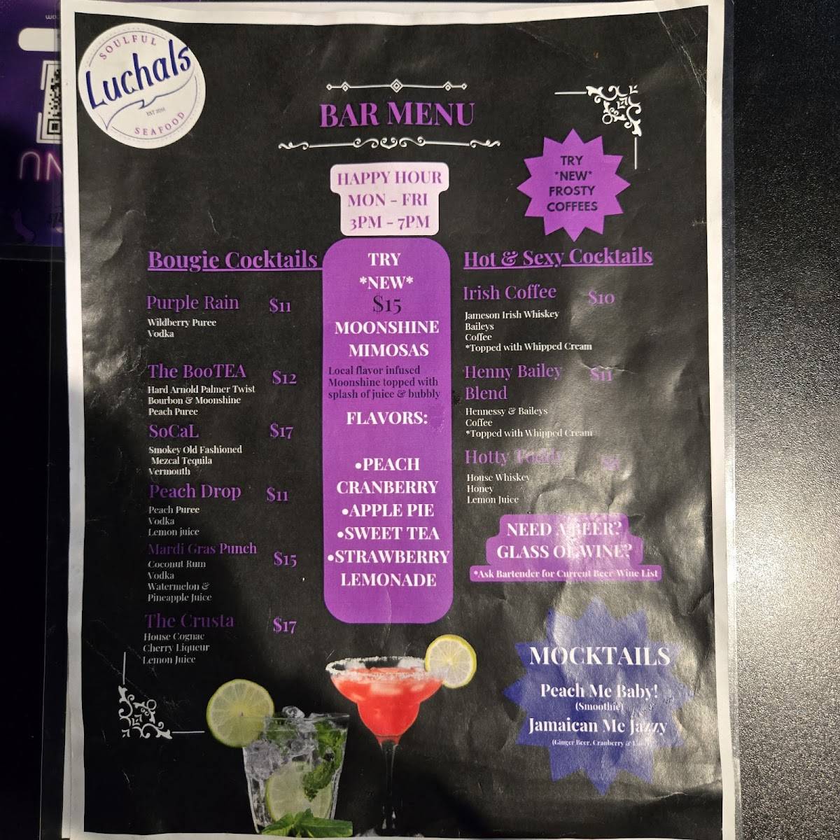 Menu at Luchals restaurant, Fountain