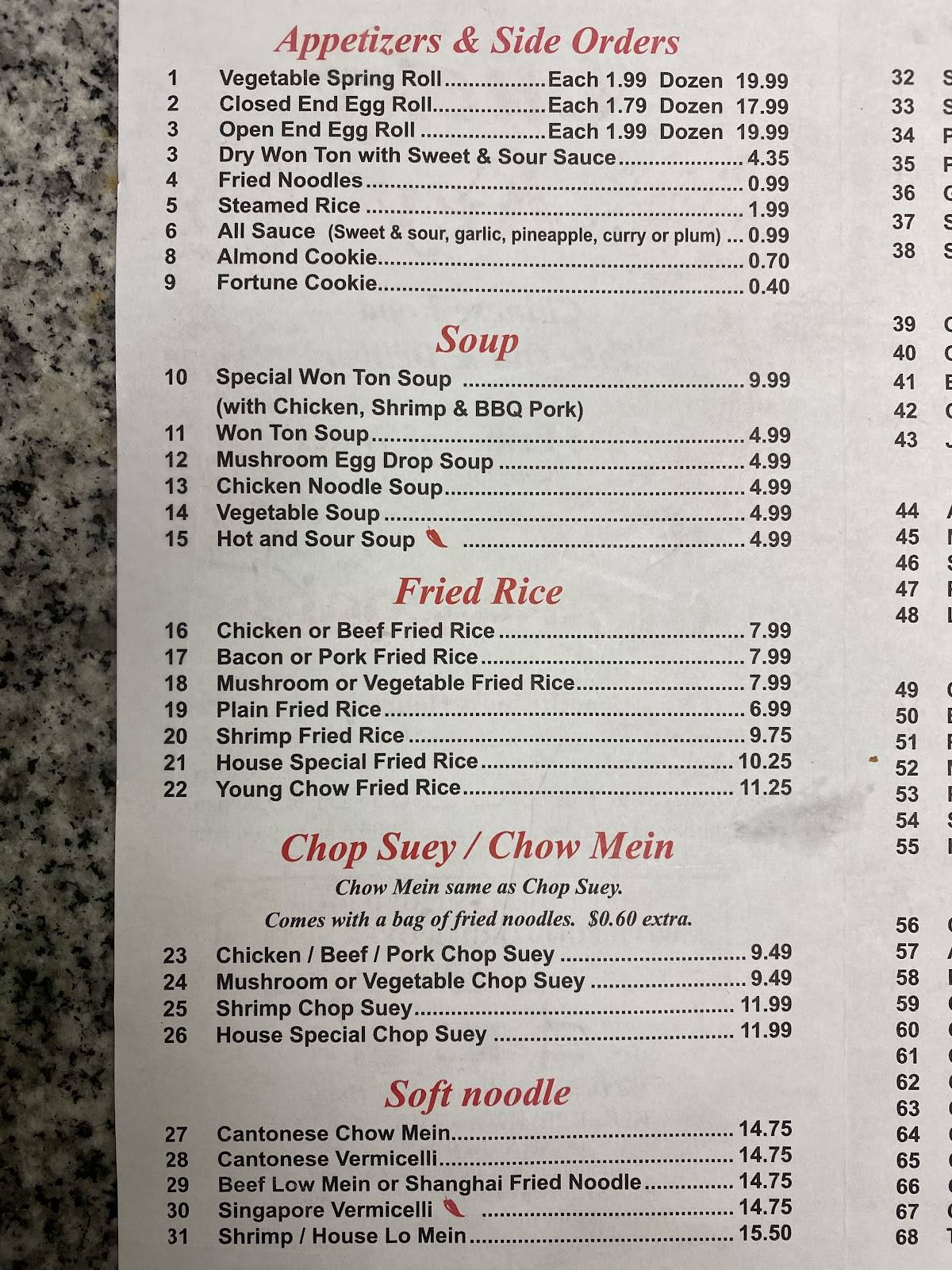 Menu at Lucky Key Chinese Restaurant, Ottawa