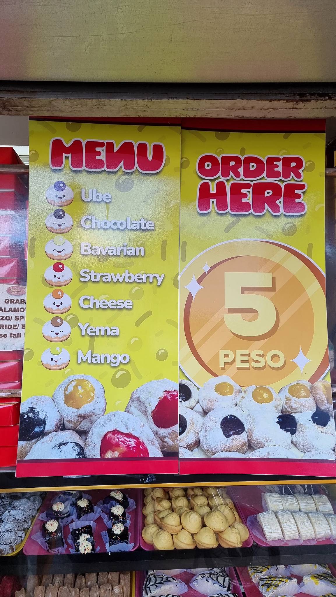 Menu at Lunar's Donut Bakery, Manila