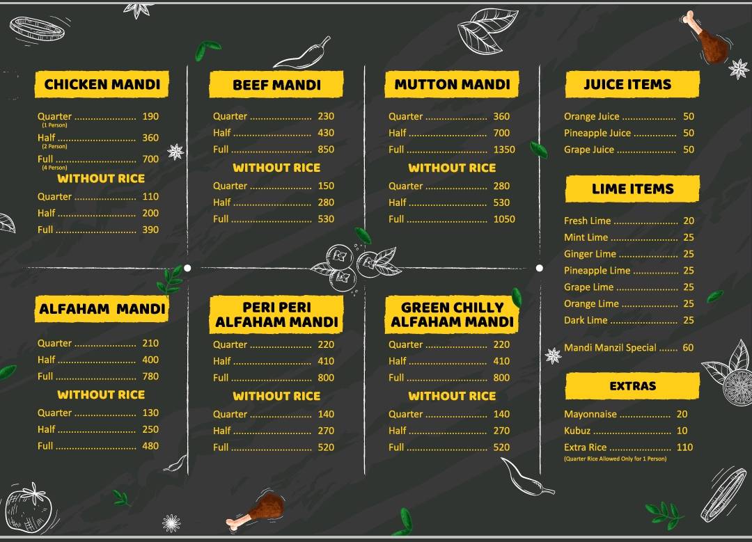 Menu at MANDI MANZIL, Kazhakkoottam