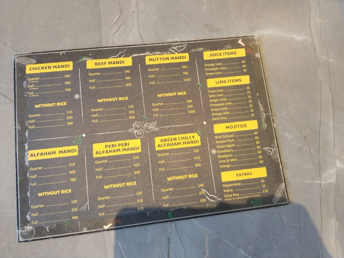 Menu at MANDI MANZIL, Kazhakkoottam