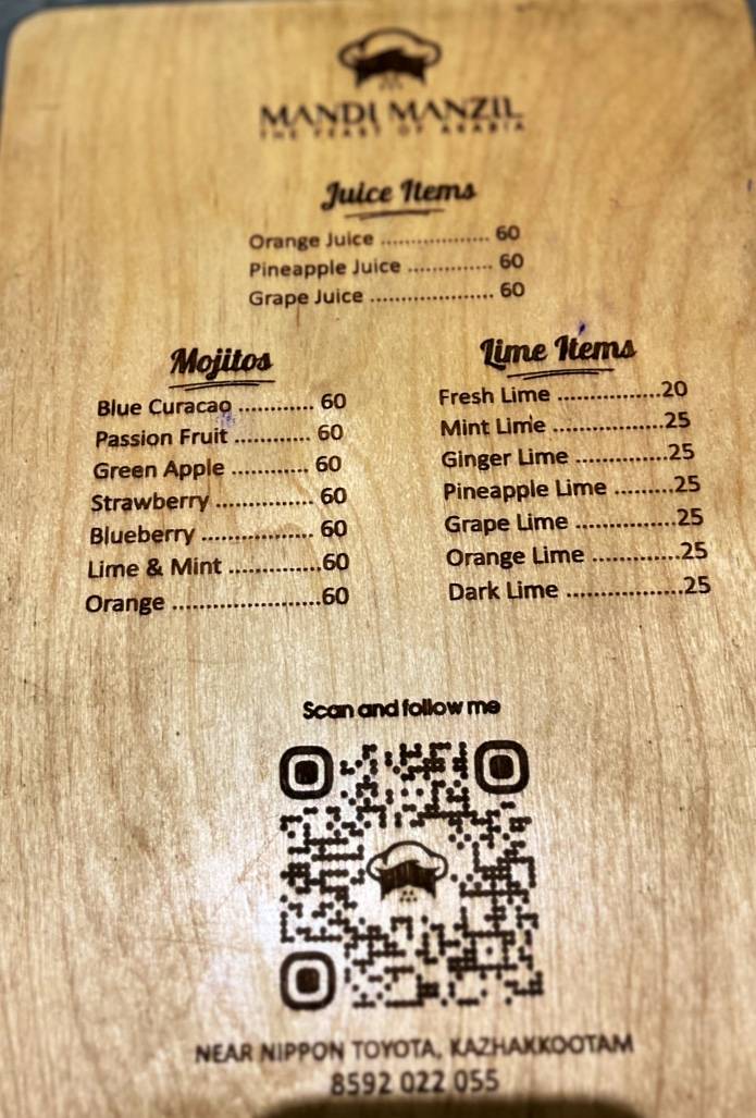 Menu at MANDI MANZIL, Kazhakkoottam