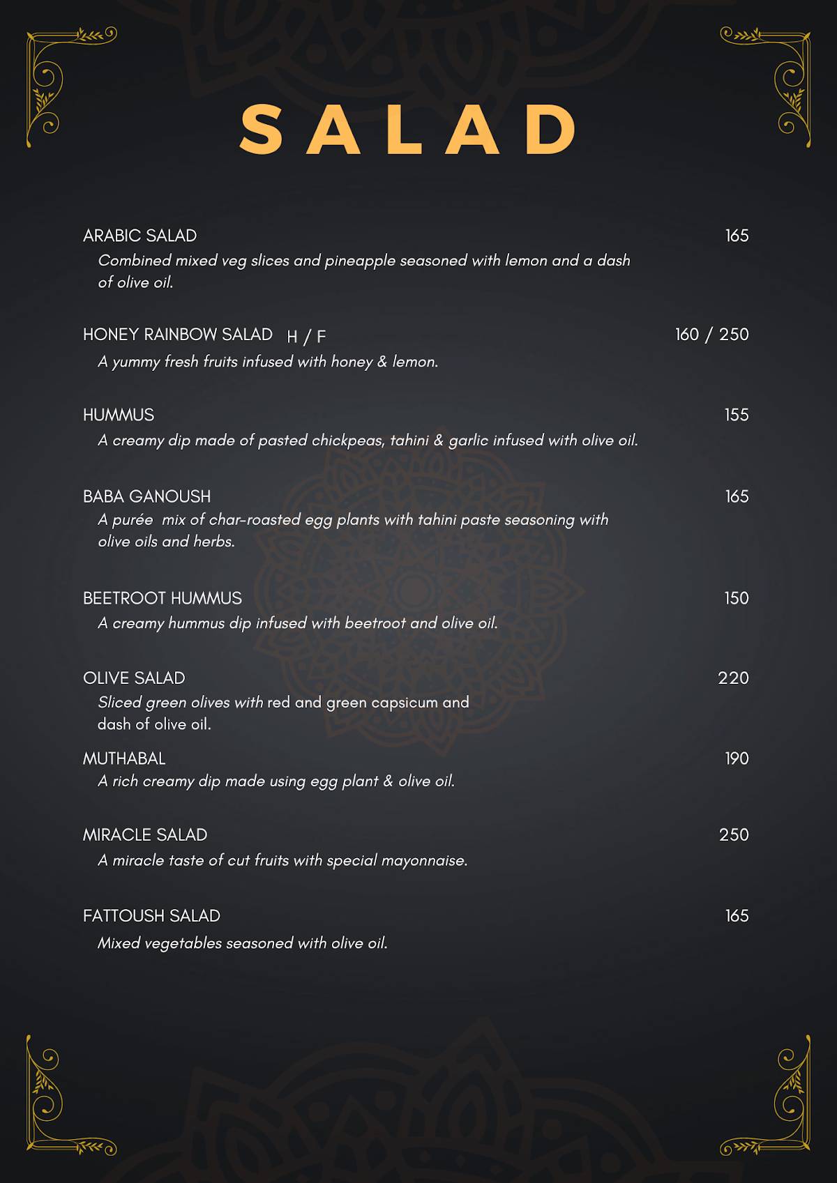 Menu at MRA Restaurant,Bakery & Cafe, Thalassery