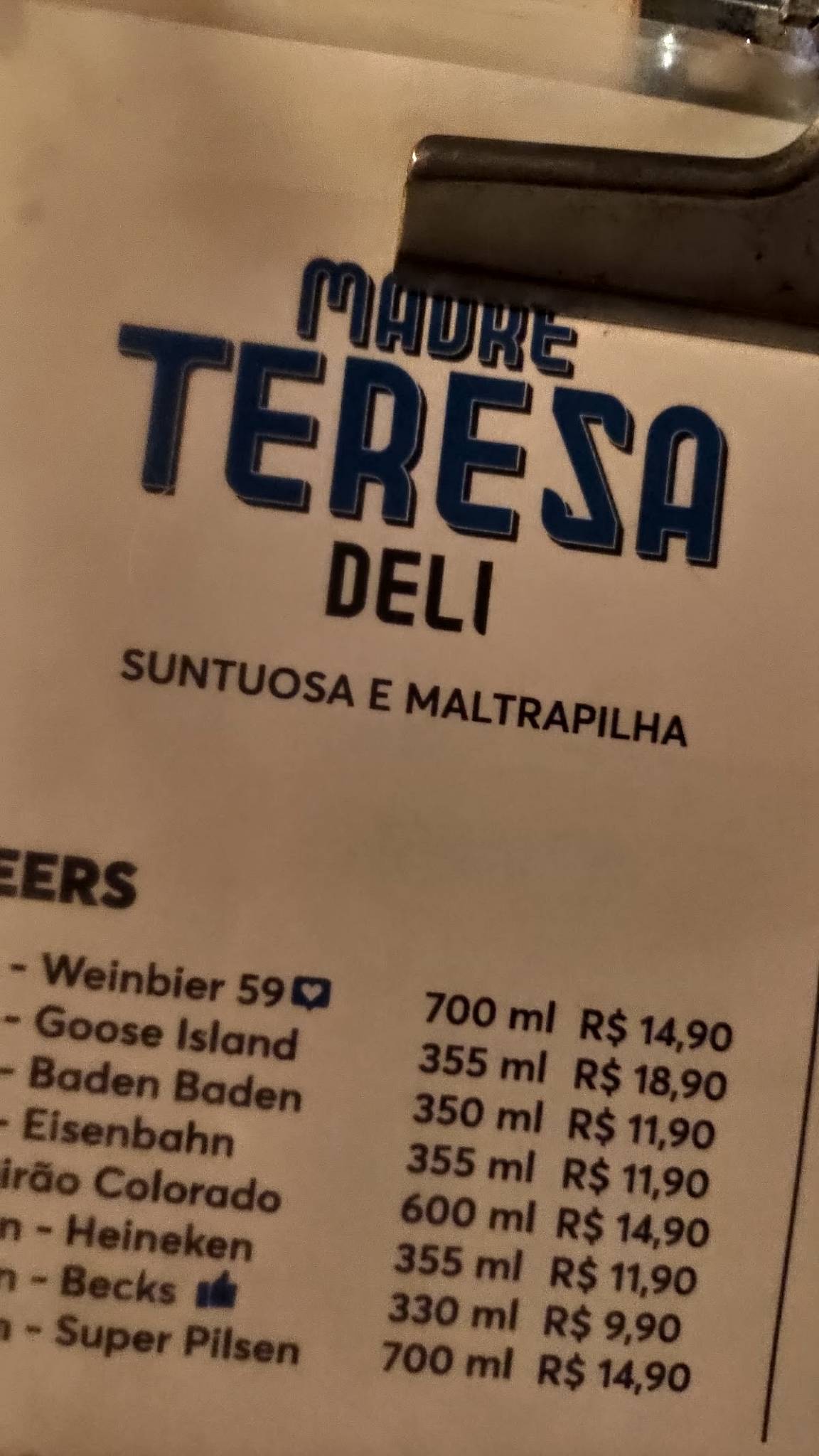Menu em Madre Teresa Deli restaurante, Taguatinga