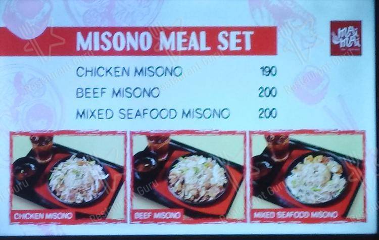 Menu at Mai Mai Fast Japanese restaurant, Makati