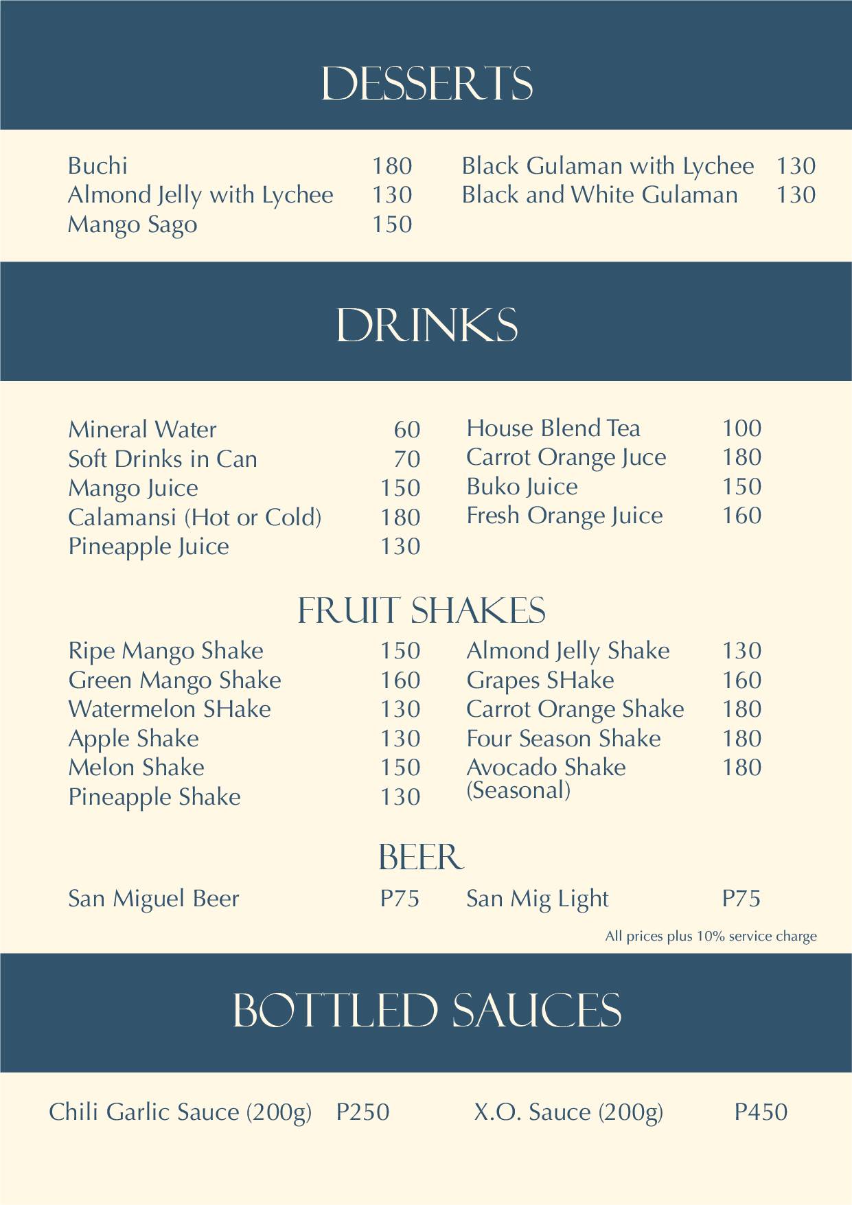 Menu at Mandarin Sky Express restaurant, Taguig