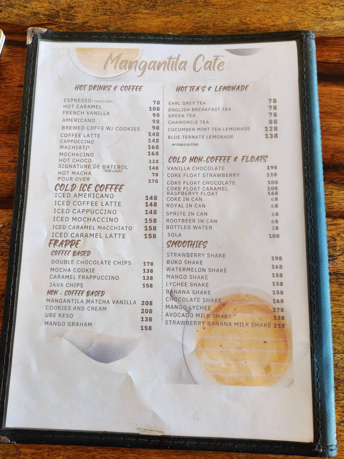 Menu at Mangantila Café restaurant, Baras