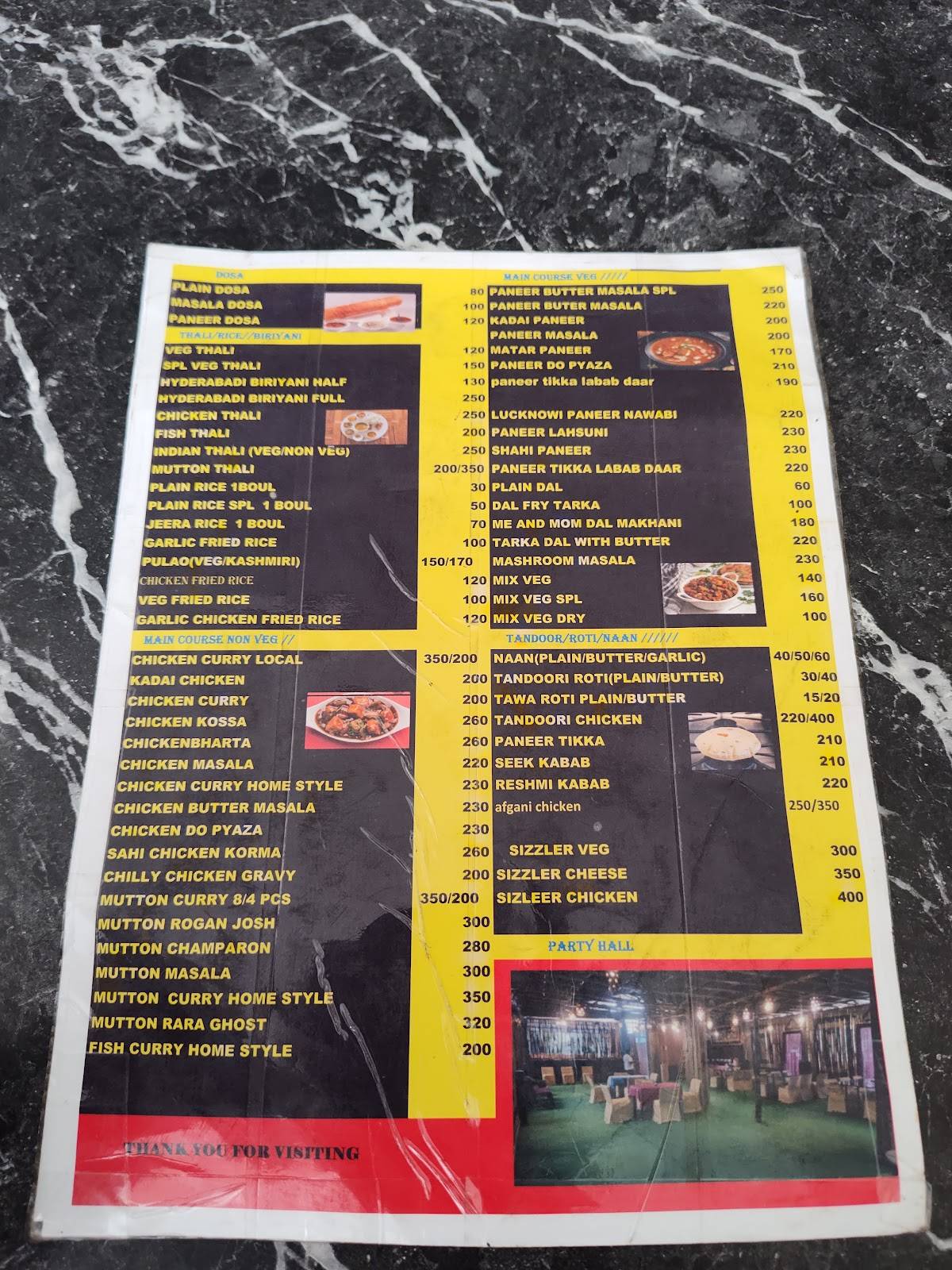 Menu at Me & Mom, Bokakhat