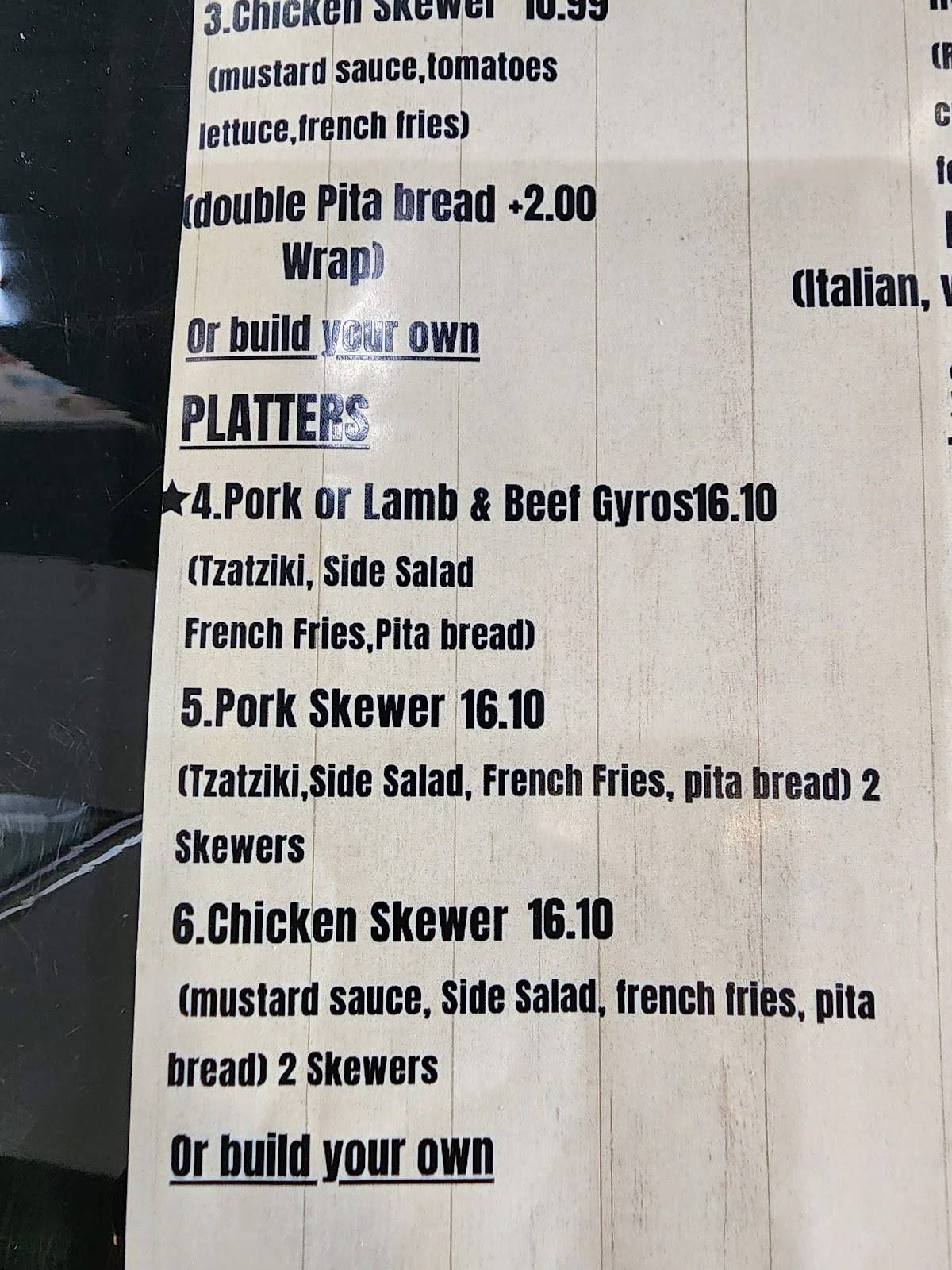 Menu at Meet the Greek restaurant, Wilmington