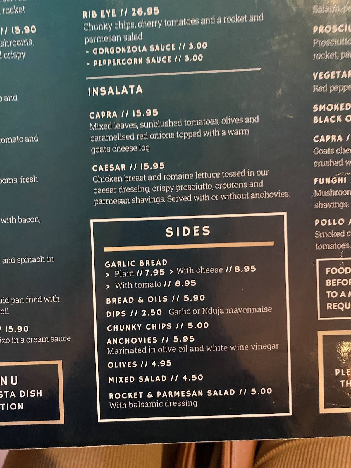 Menu at Misto restaurant, Ambleside