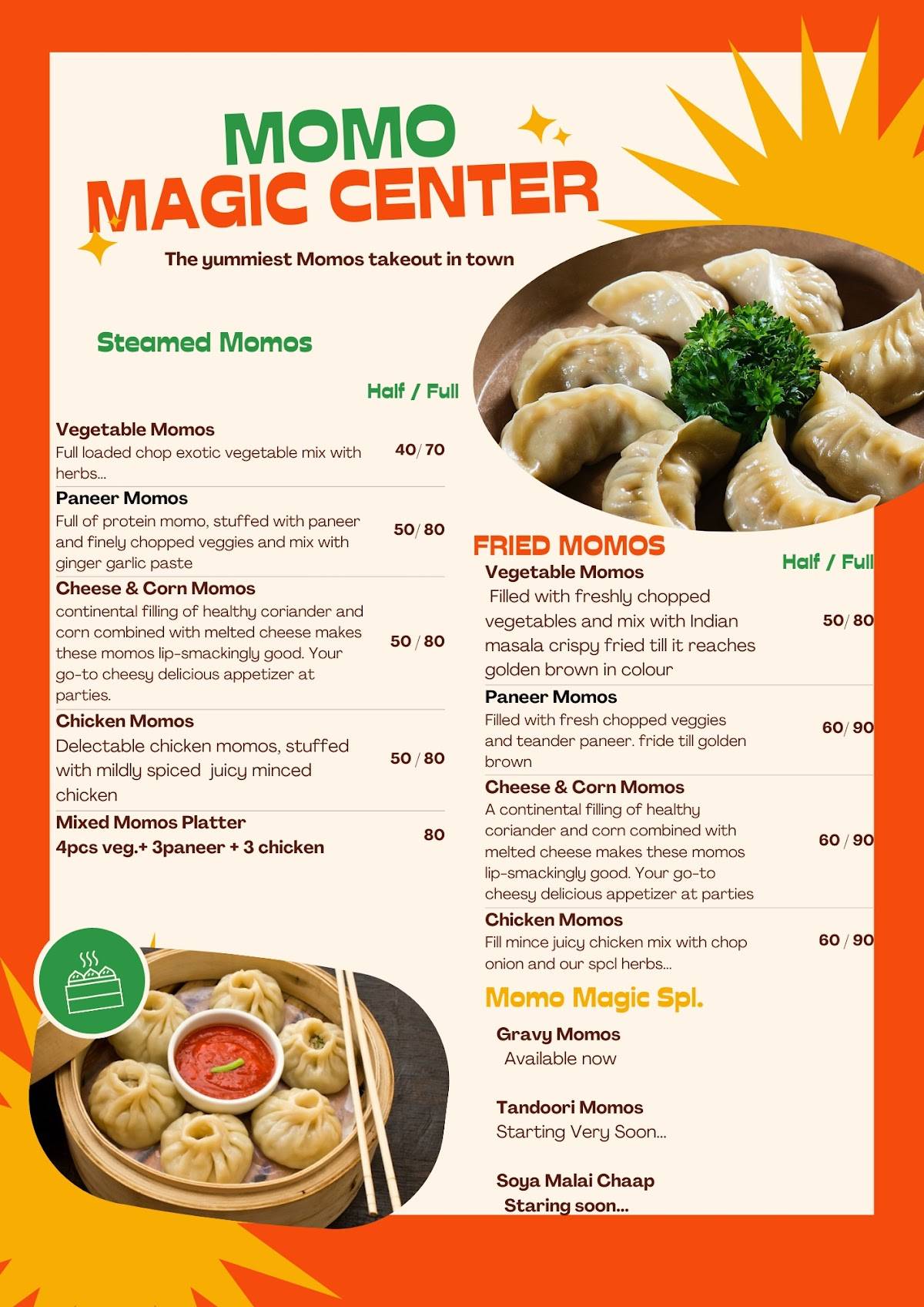 Menu at Momo Magic Center, Vadodara