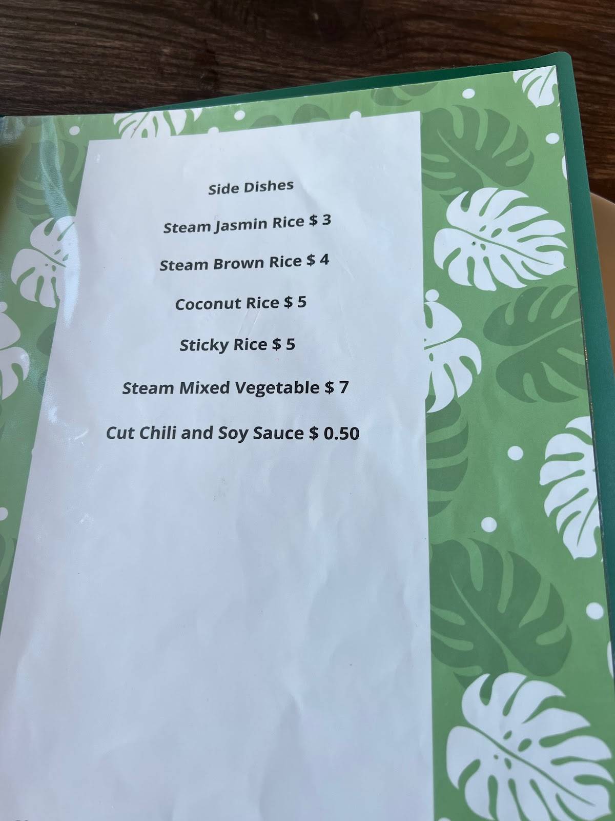 Menu at Monstera Thai Kitchen restaurant, Cloverdale