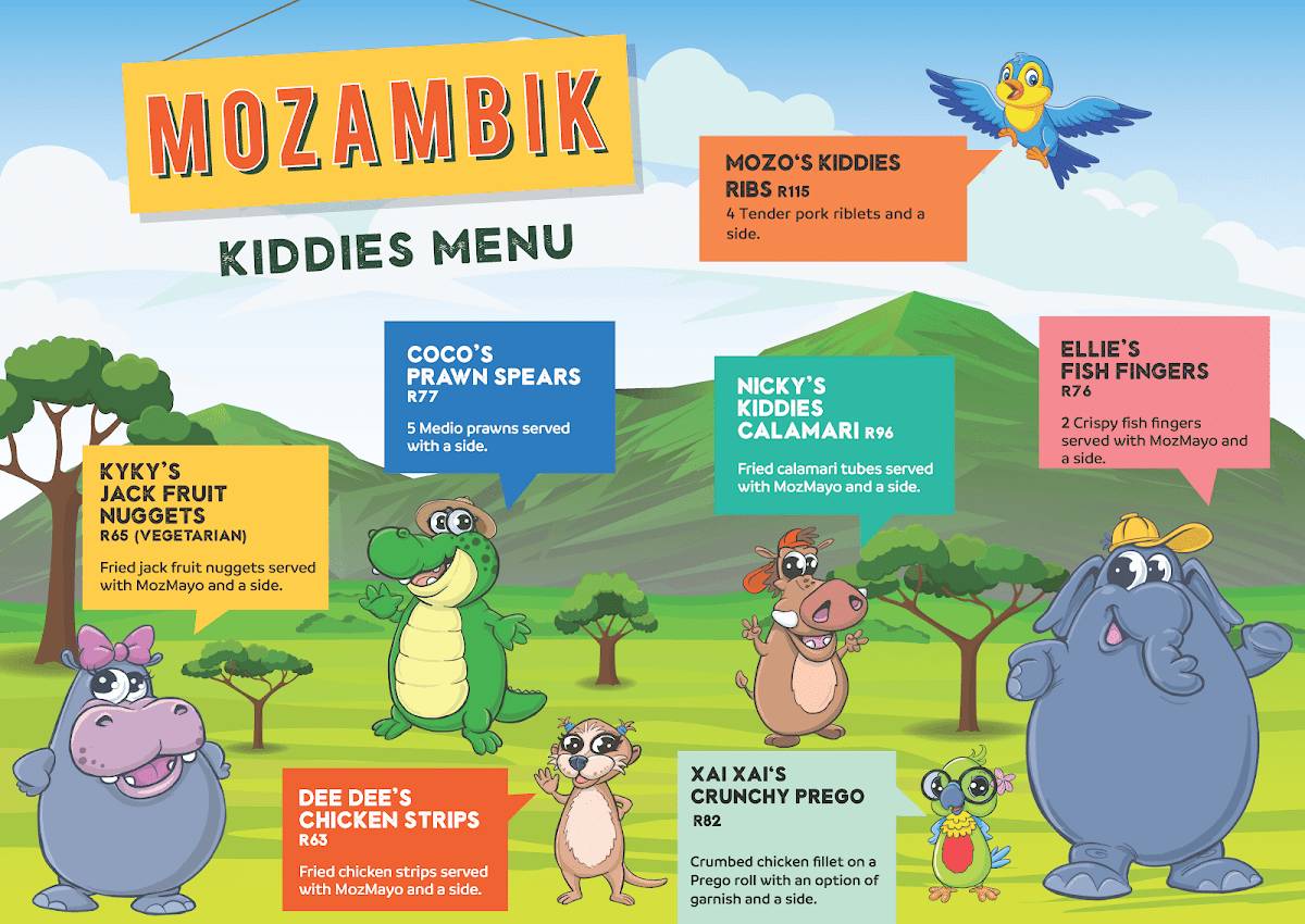 Menu at Mozambik The Pearls Mall restaurant, Umhlanga, Shop 9a