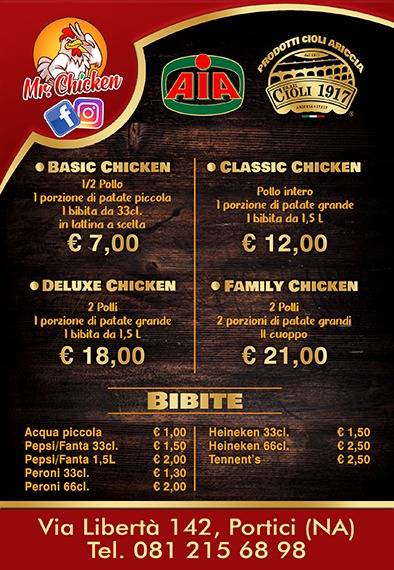 Menu da Mr. Chicken girarrosto ristorante, Portici