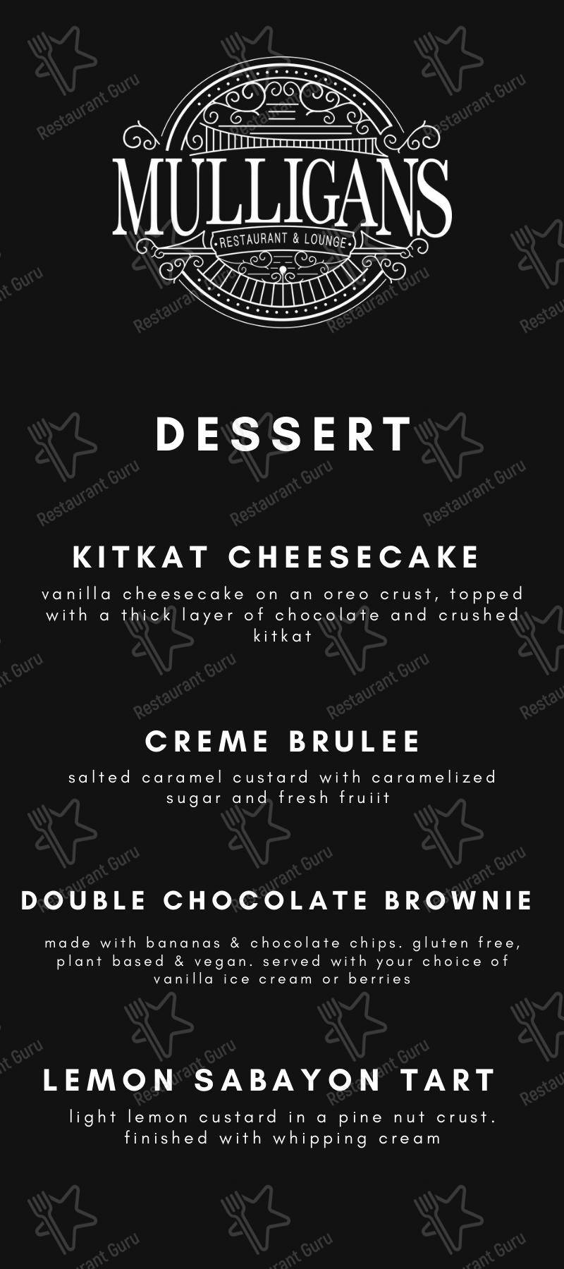 Menu at Mulligan's Restaurant & Lounge, Winkler
