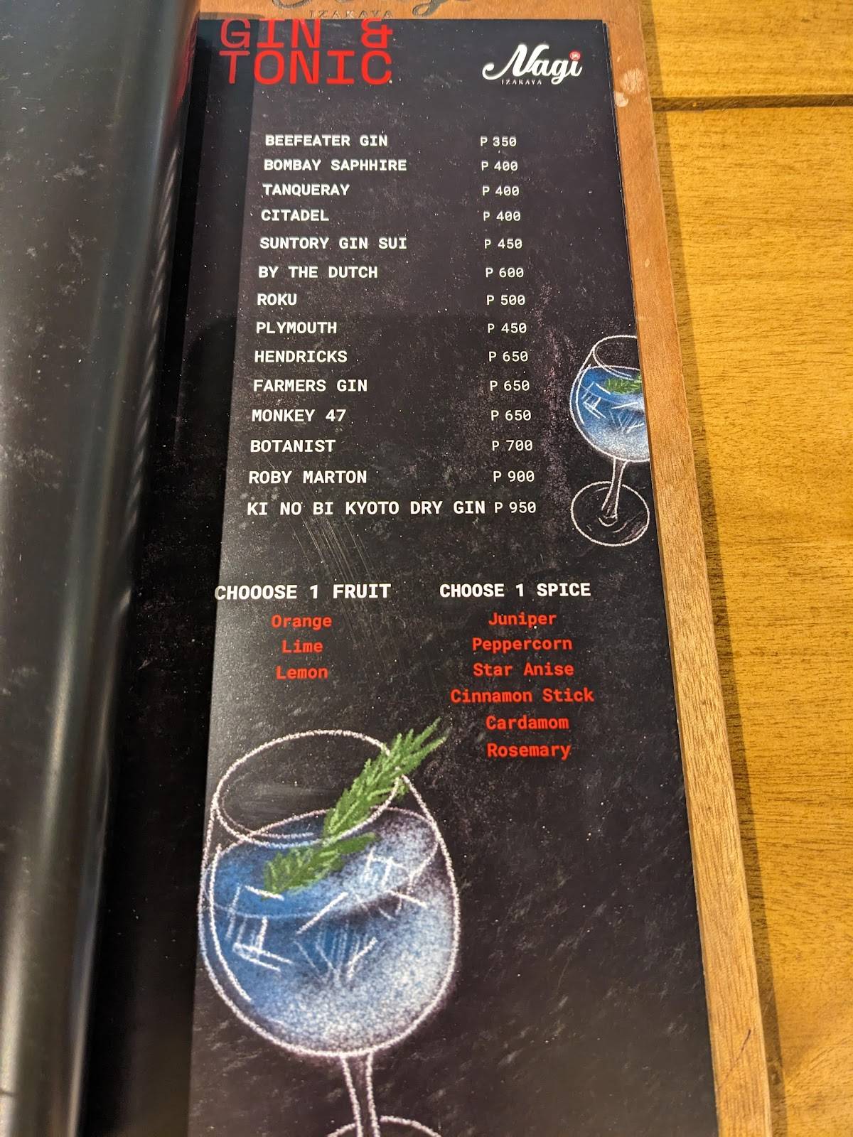 Menu at Nagi Izakaya - The Podium restaurant, Pasig