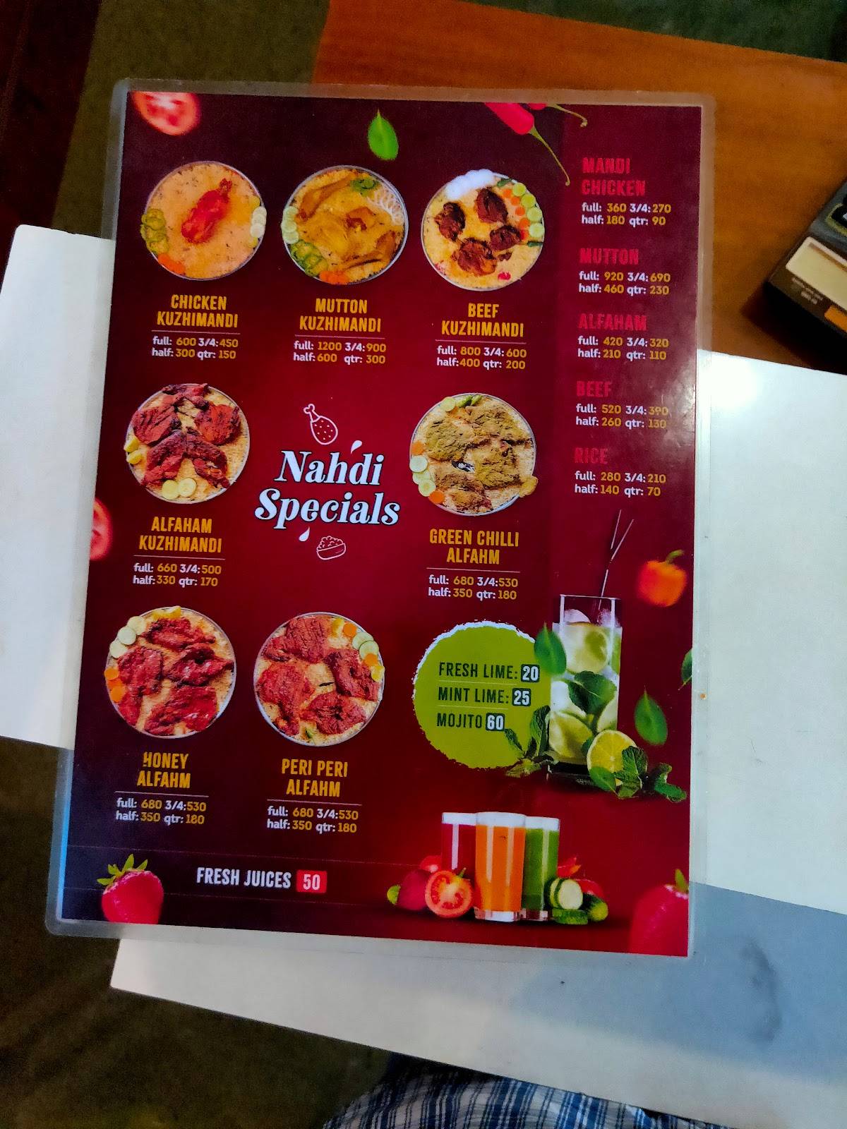 Menu at Nahdi Mandi Restaurant Thrissur, Thrissur