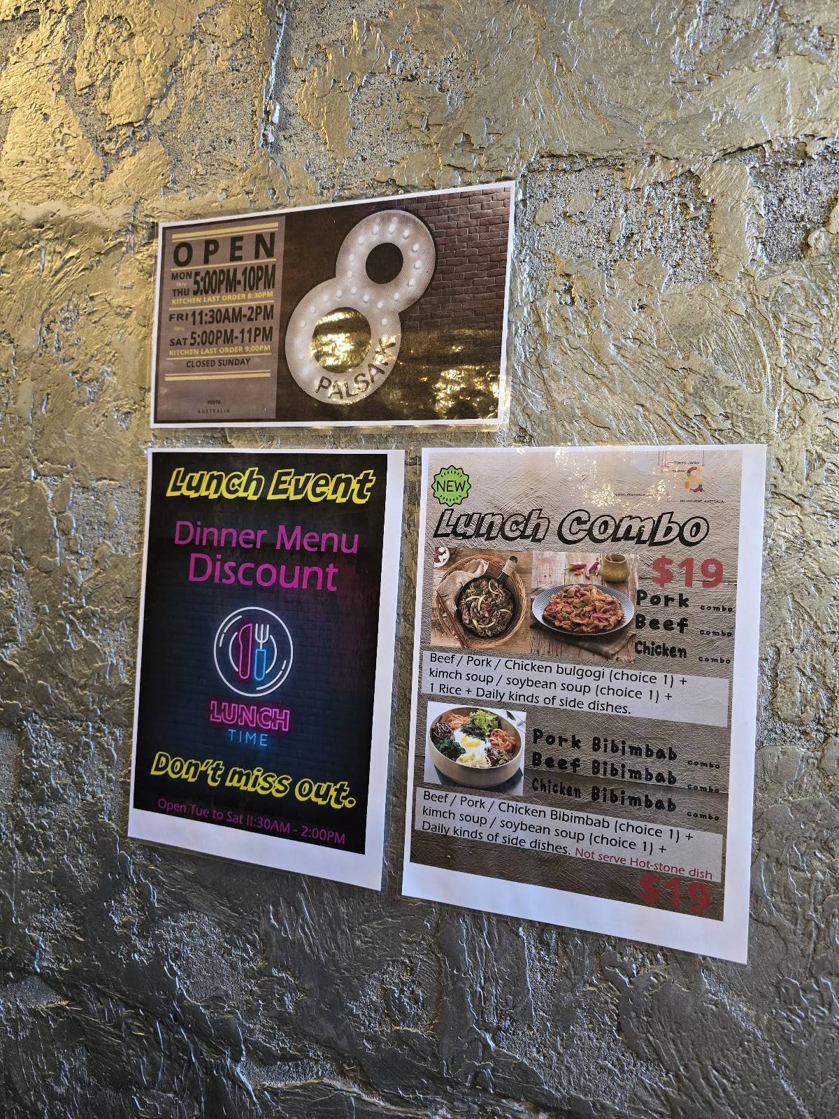 Menu at Namoo Korean Restaurant, Perth