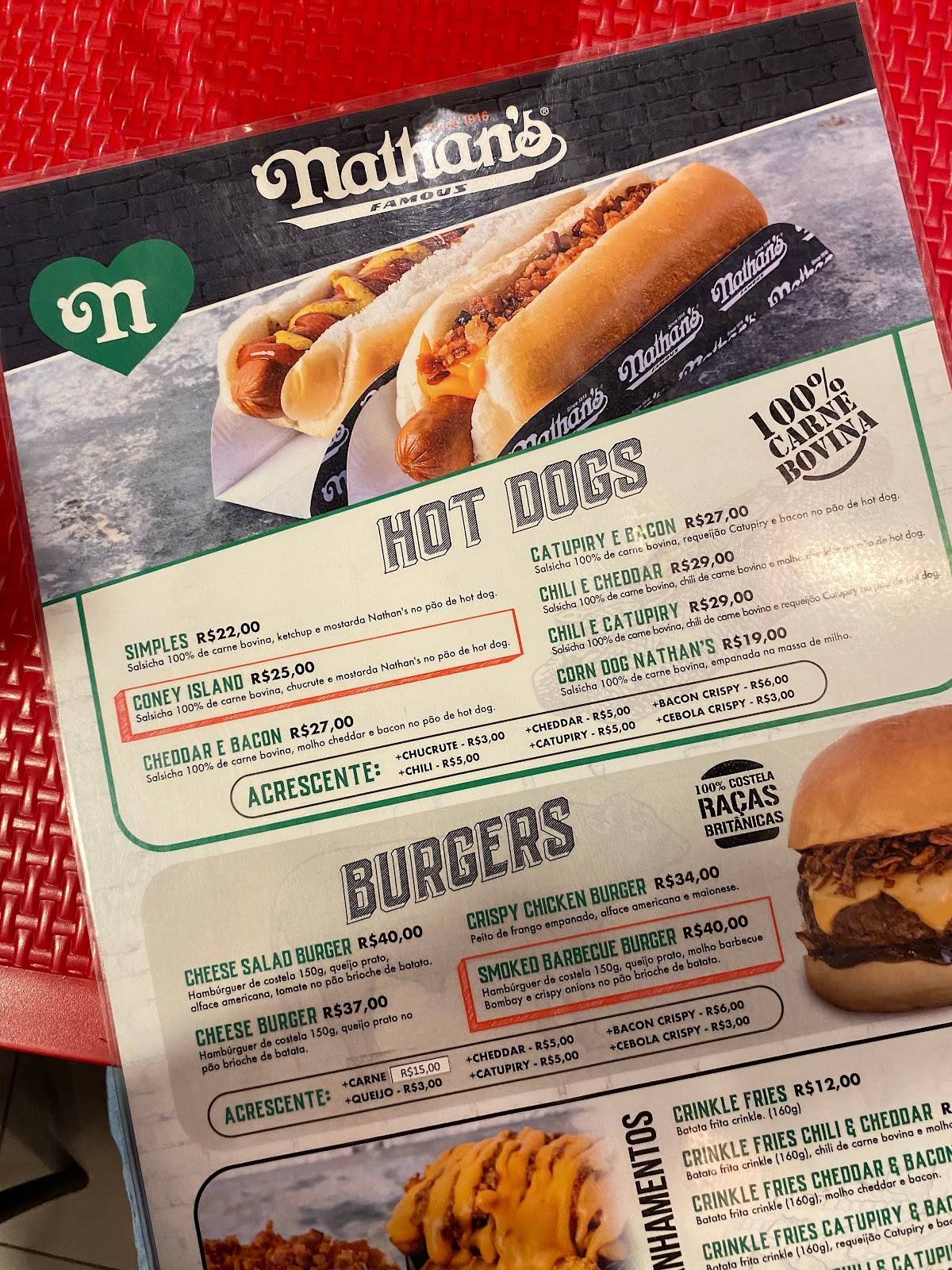 Menu em Nathan's Famous BH Delivery restaurante, Belo Horizonte
