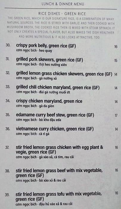 Menu at Nguyen Garden Vietnamese Noodle House restaurant, Marrickville
