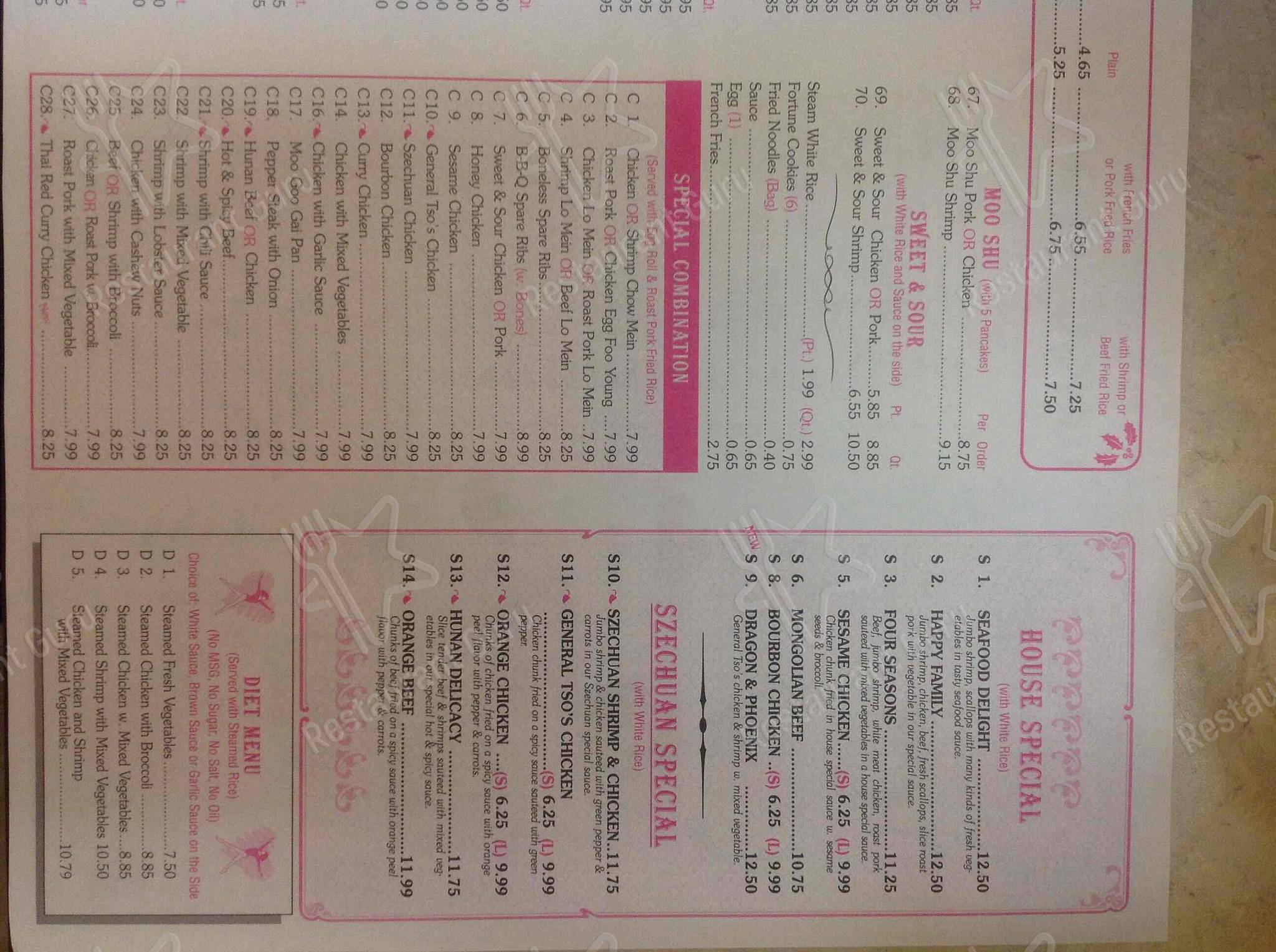 Menu at Ni Hao Chinese Restaurant, Bithlo