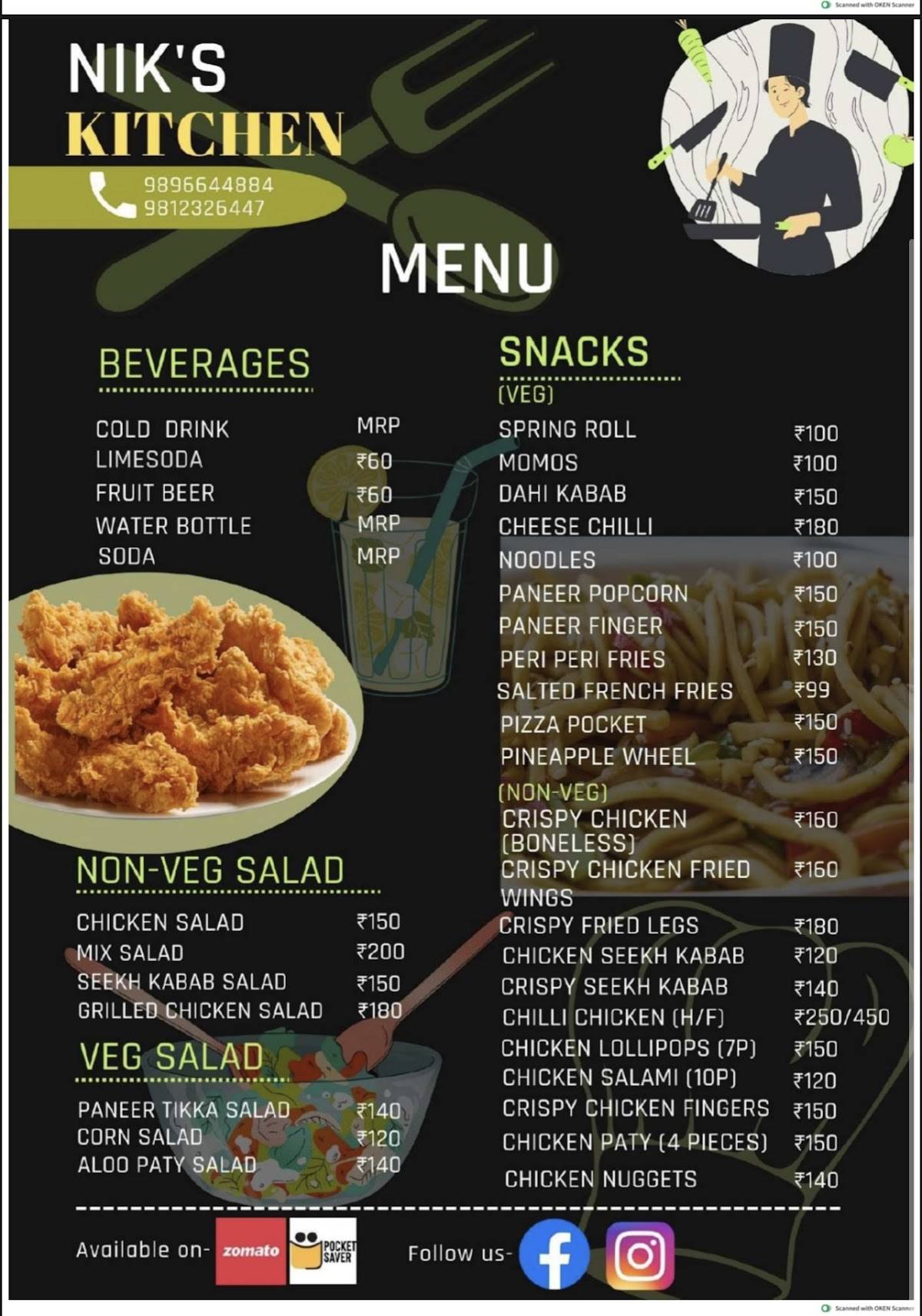 Menu at Nik's Kitchen, Ambala Cantt