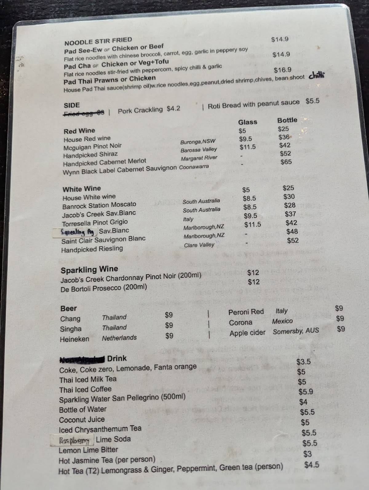 Menu at Nine Elephants Thai Restaurant, Docklands