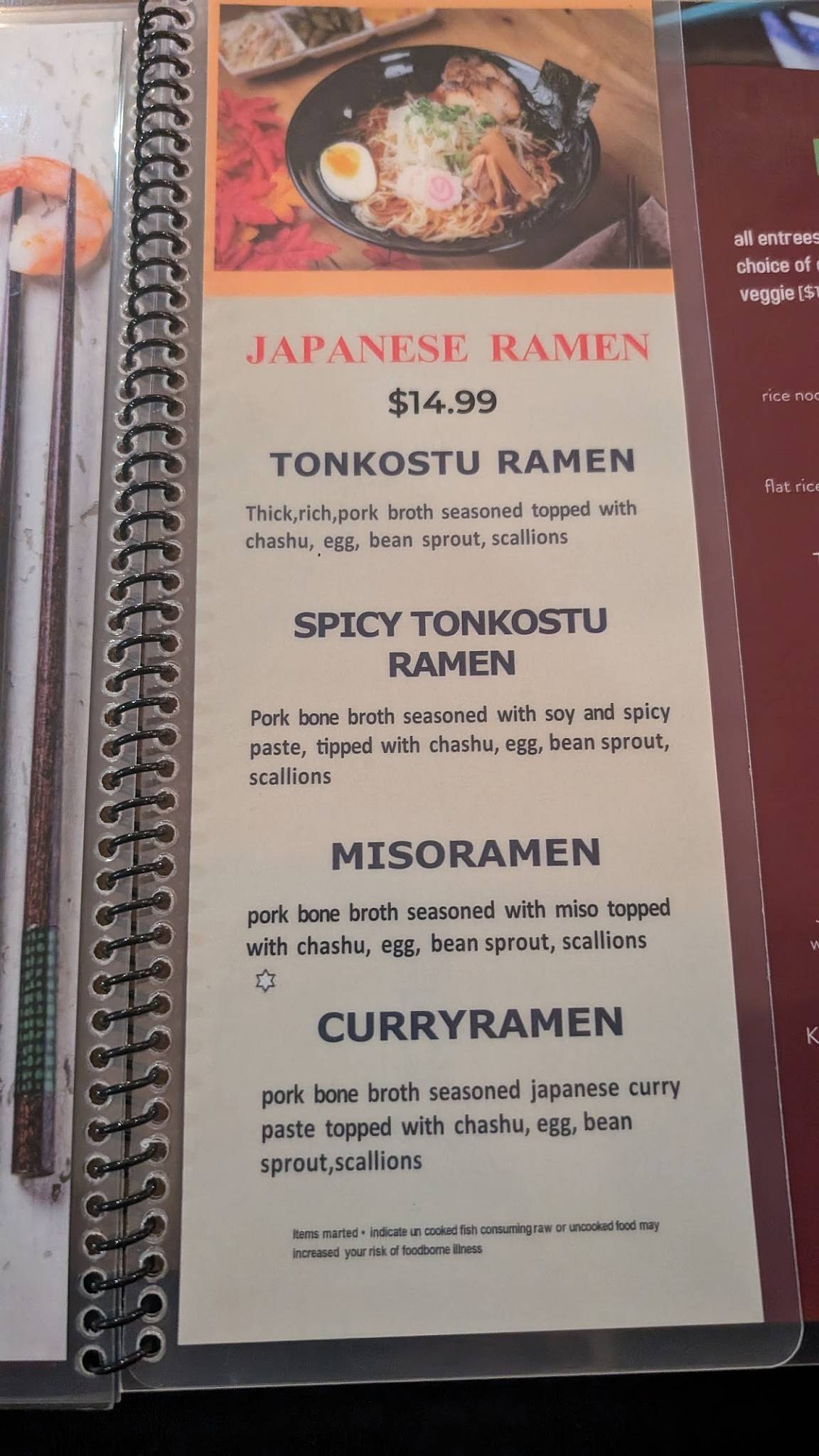 Menu at Noodle 21 restaurant, Branson