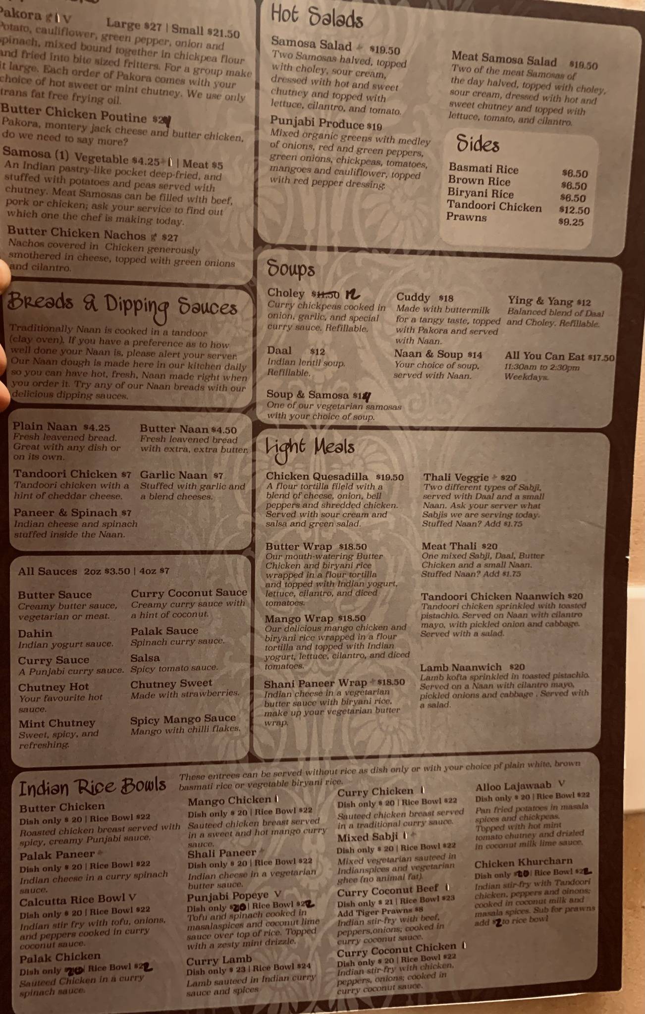 Menu at Northern Dhaba Hot House restaurant, Terrace