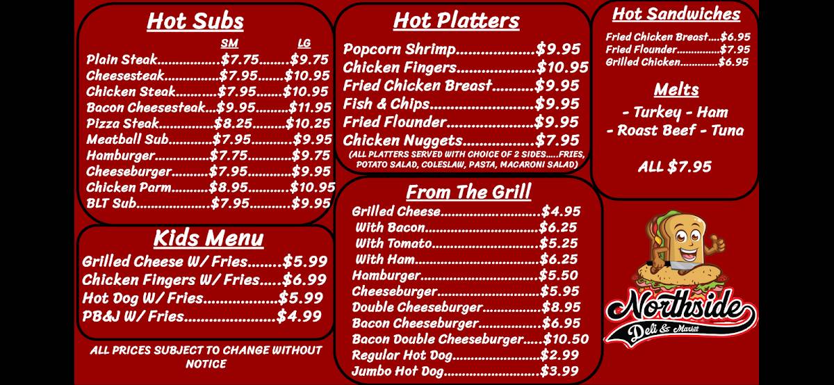 Menu at Northside Market & Deli restaurant, Elkton