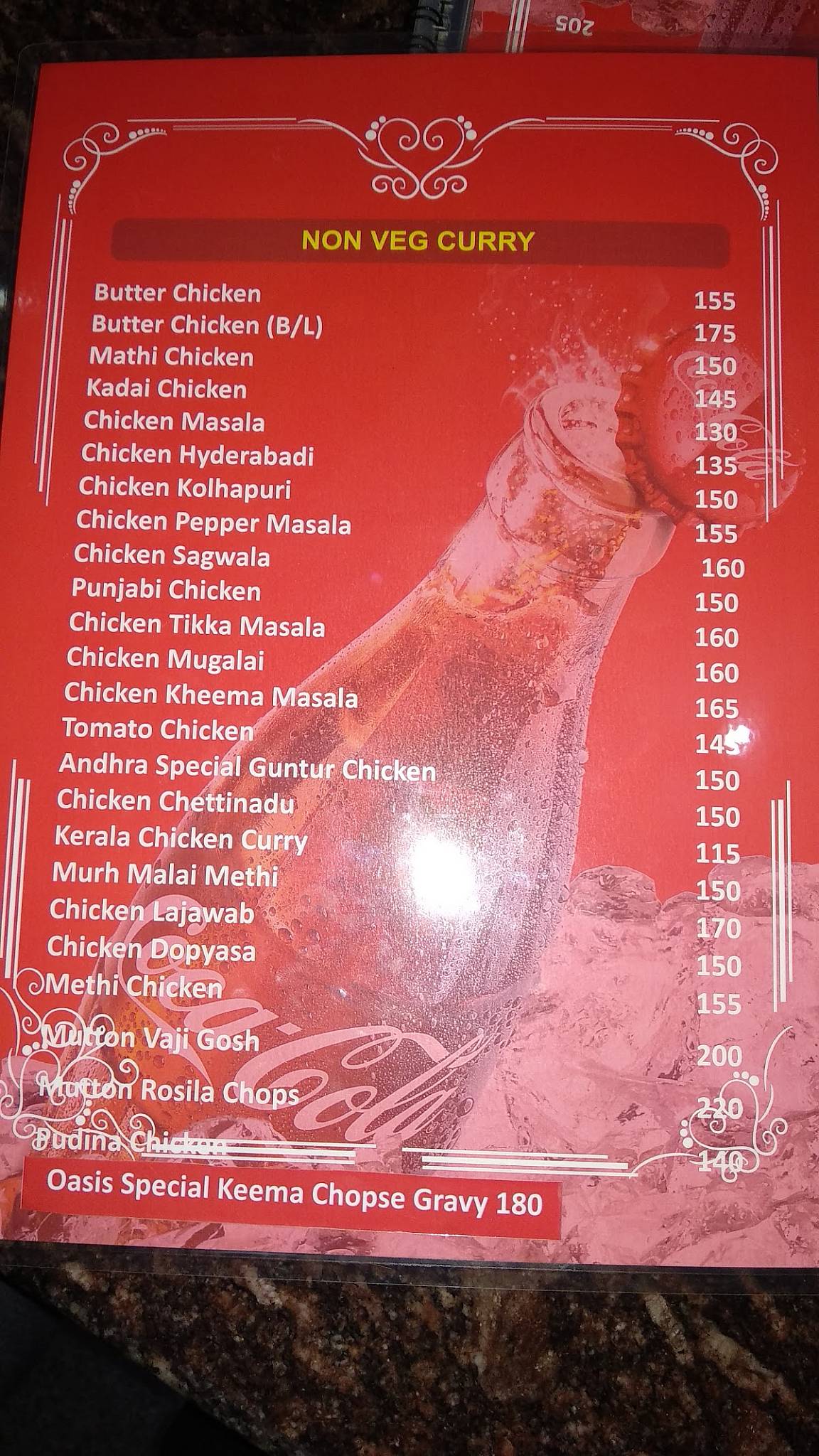 Menu at Oasis, Bengaluru, Pattanagere Main Rd