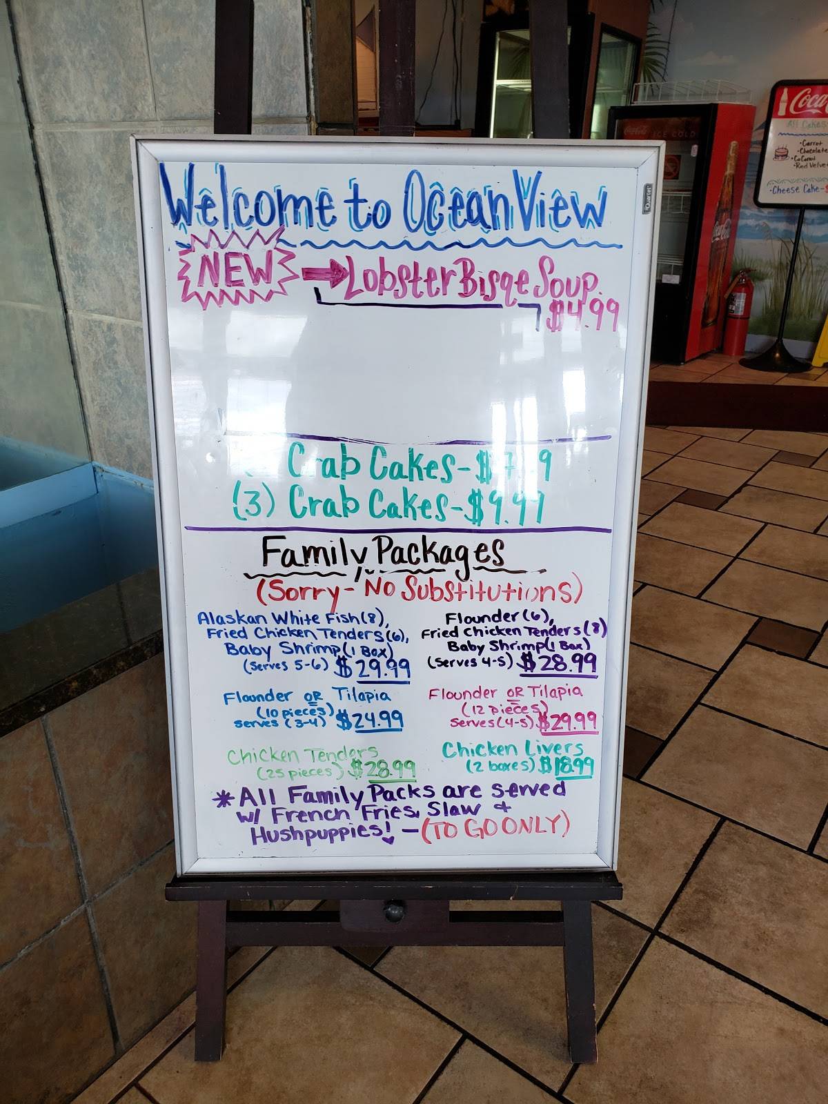 Menu at Ocean View Seafood Restaurant, Columbia, Broad River Rd