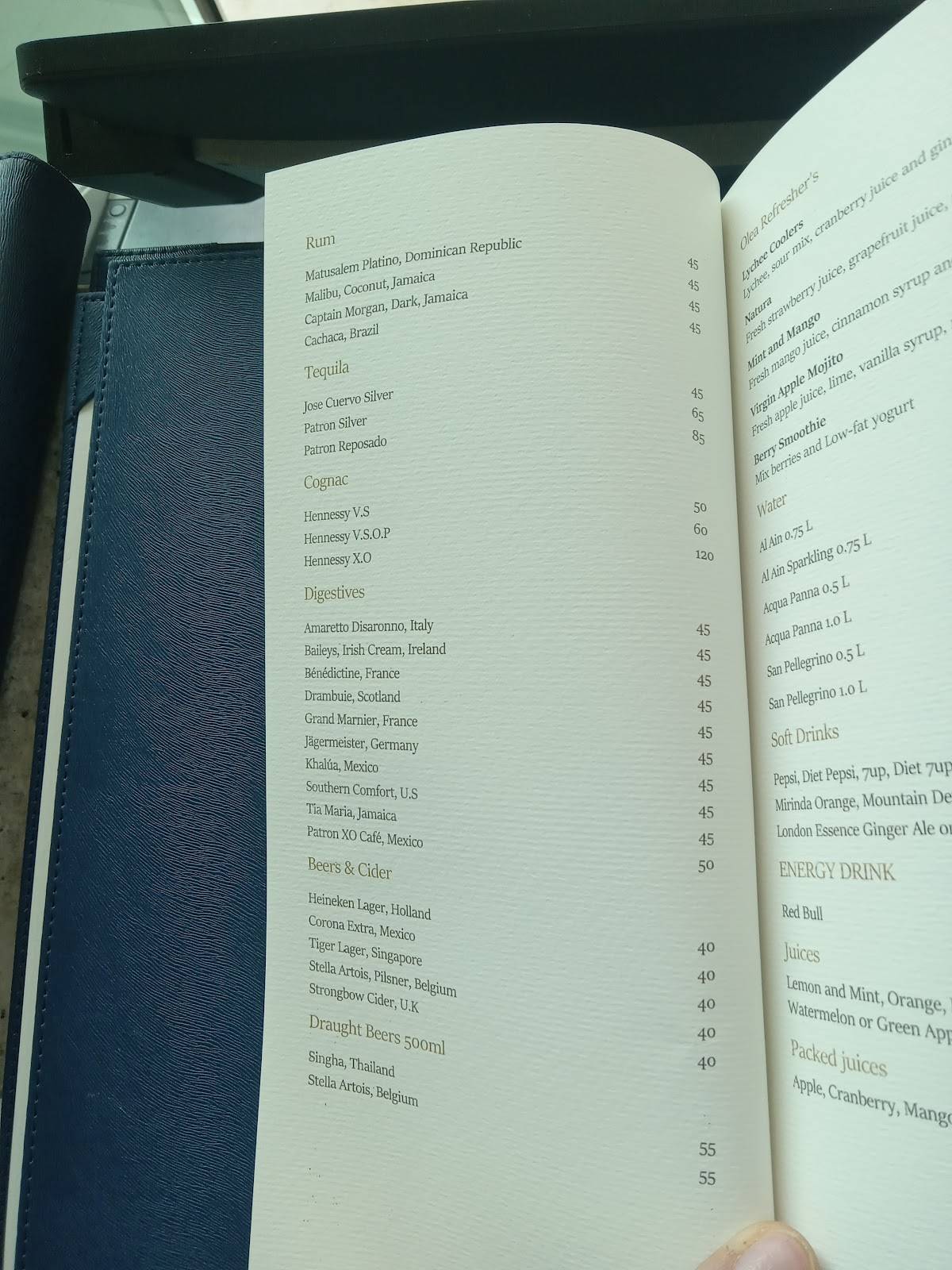 Menu at Oléa Mediterranean Restaurant, Abu Dhabi