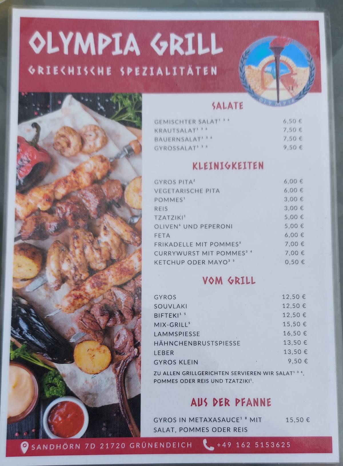 Speisekarte von Olympia Grill restaurant, Hollern-Twielenfleth