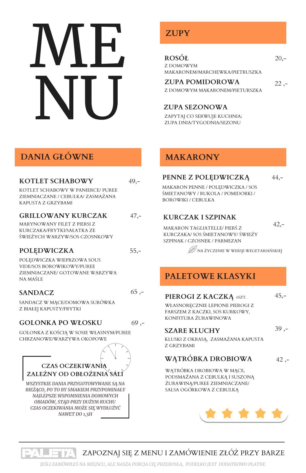 Menu at Paleta Food&Friends restaurant, Kórnik