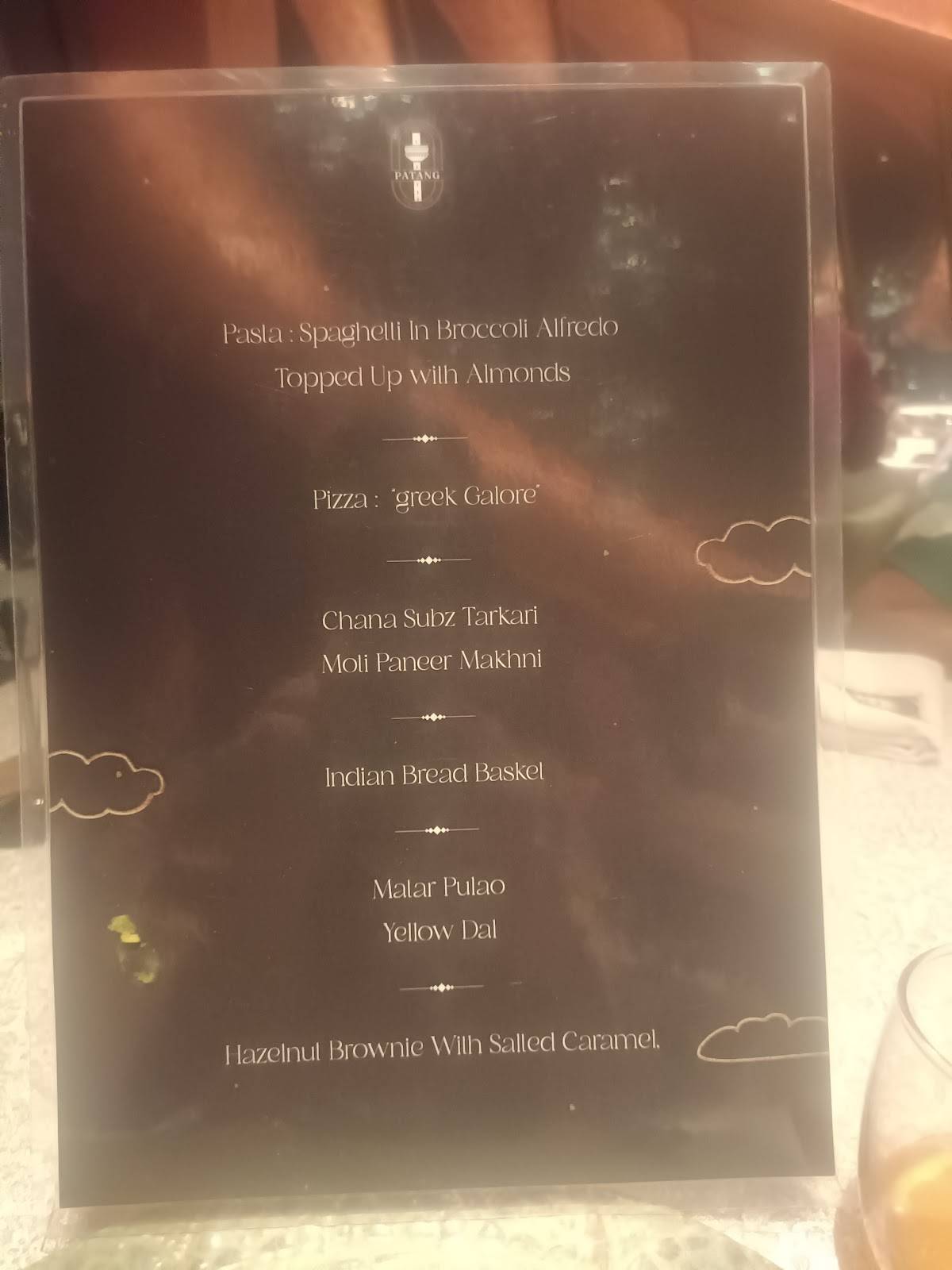 Menu at Patang Re-Evolve, Ahmedabad