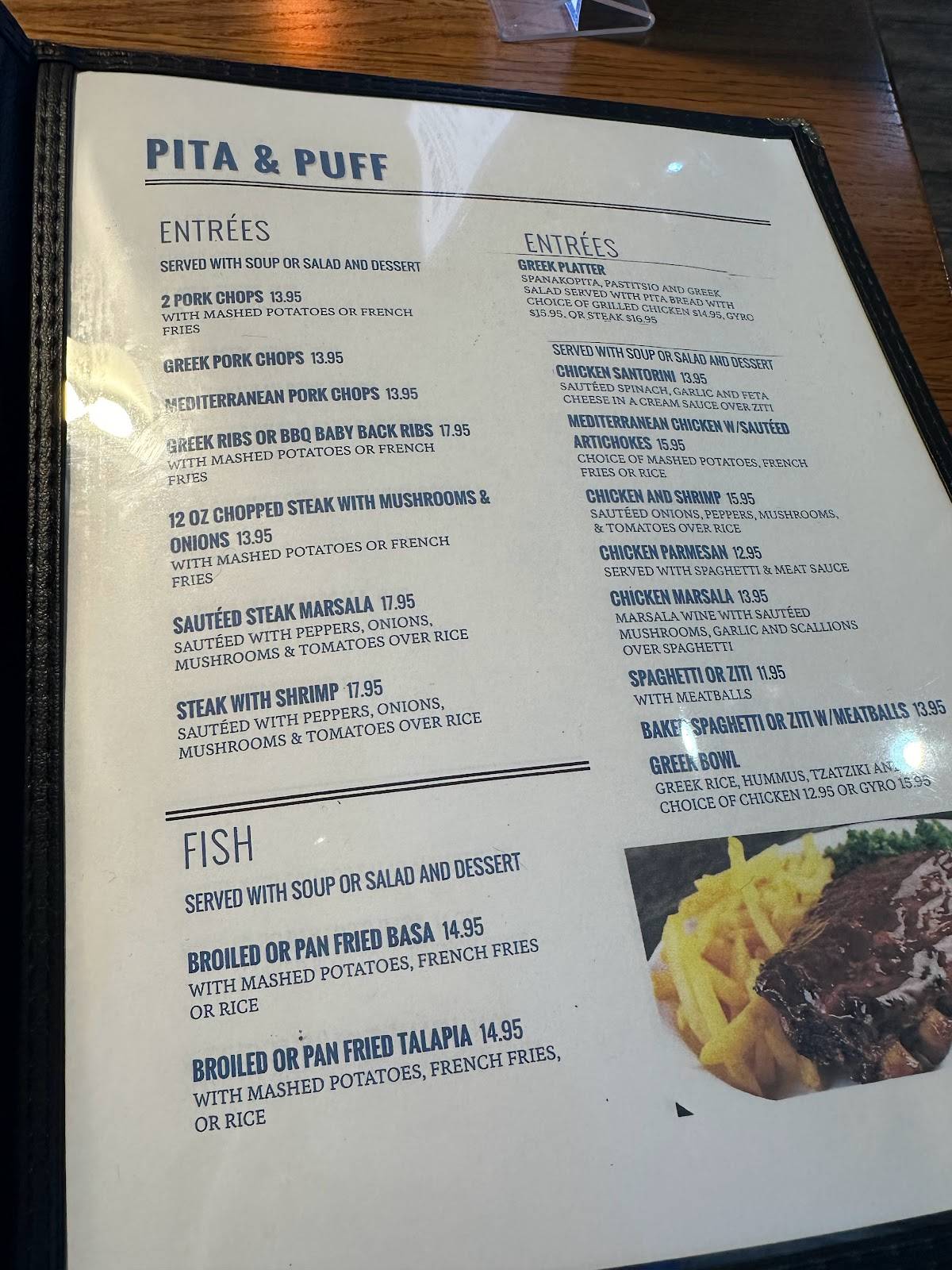Menu at Pita & Puff restaurant, Port Charlotte