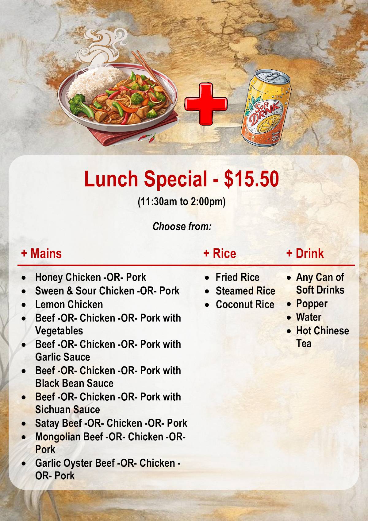 Menu at Pittsworth Chinese Restaurant, Pittsworth, 58 Yandilla St