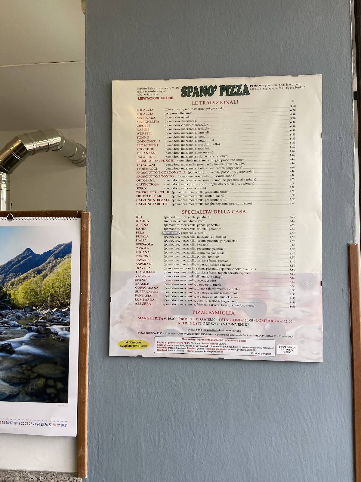 Menu au Pizzeria Spano` Di Nini E Vanda, Domodossola