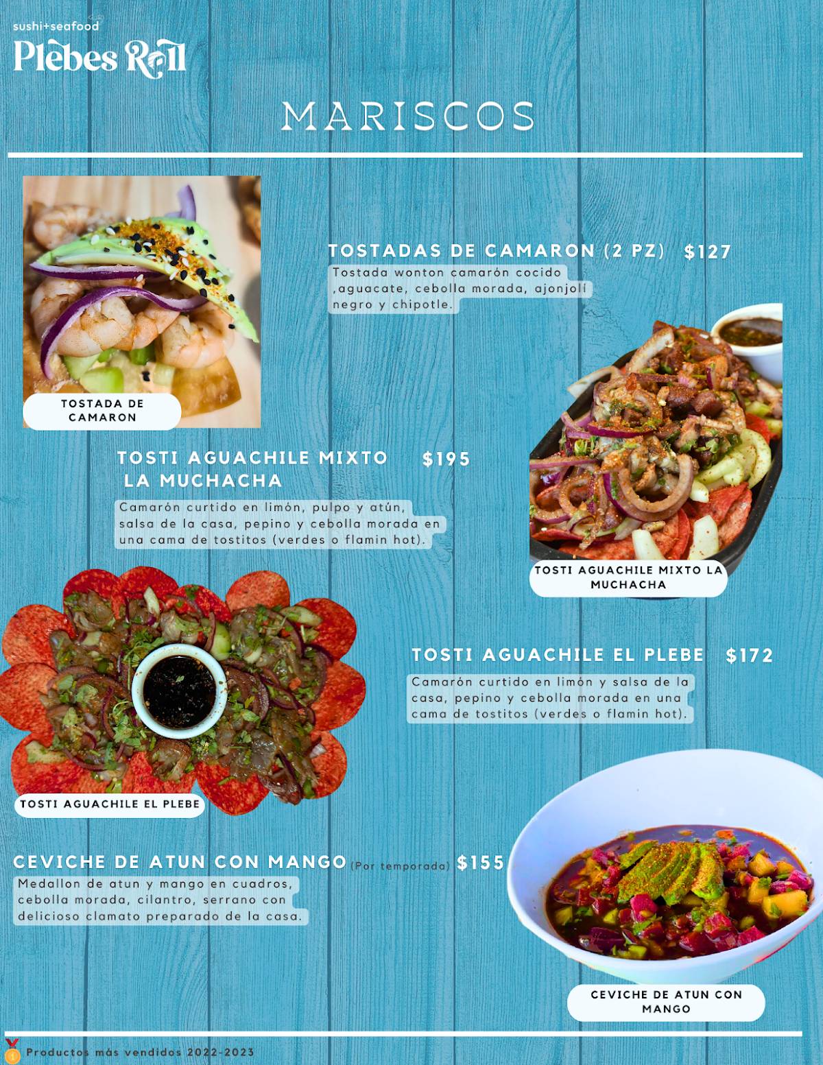 Carta del restaurante Plebes Roll, Chihuahua