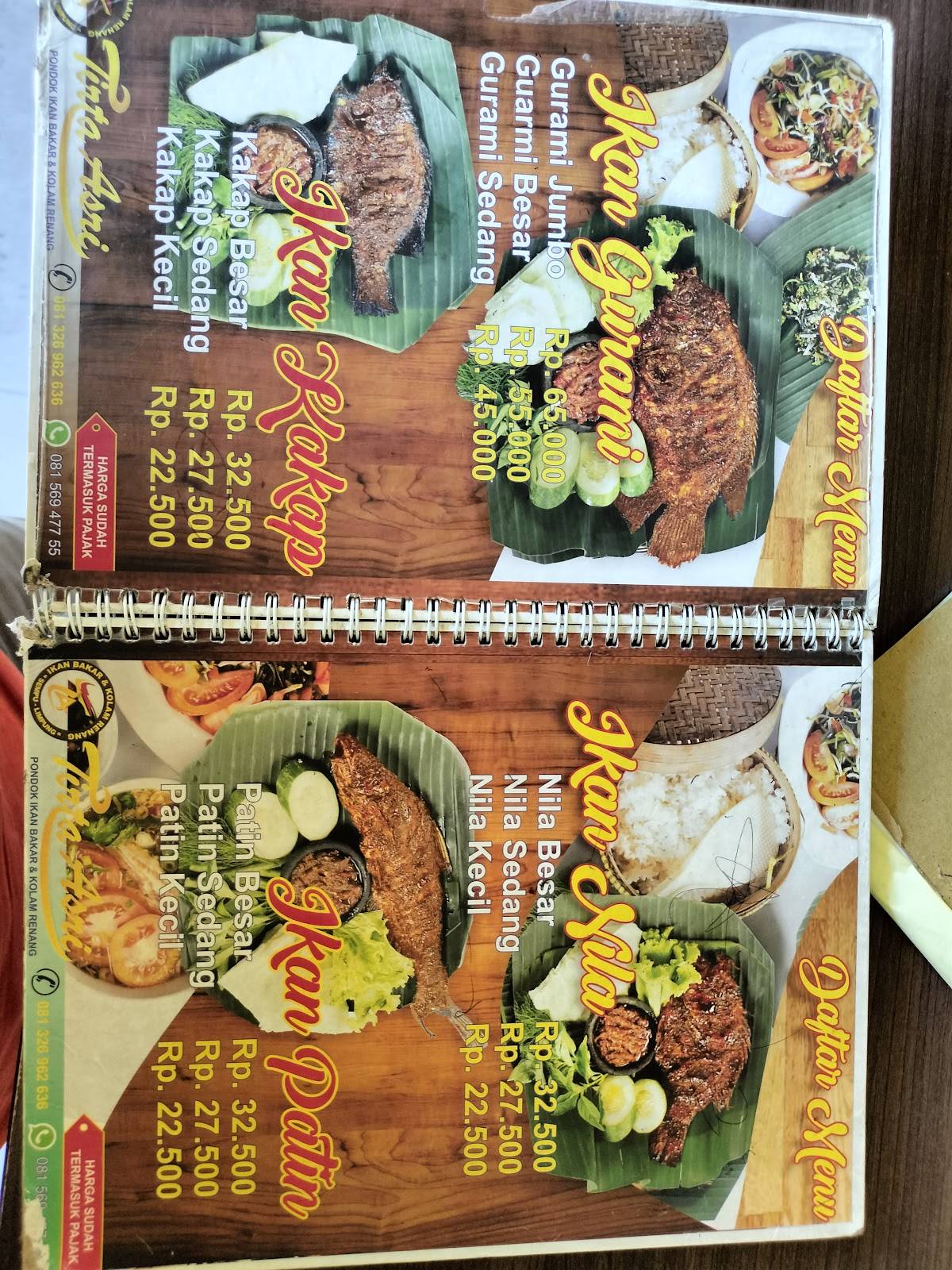 Menu at Pondok Ikan Bakar Tirta Asri restaurant, Limpung