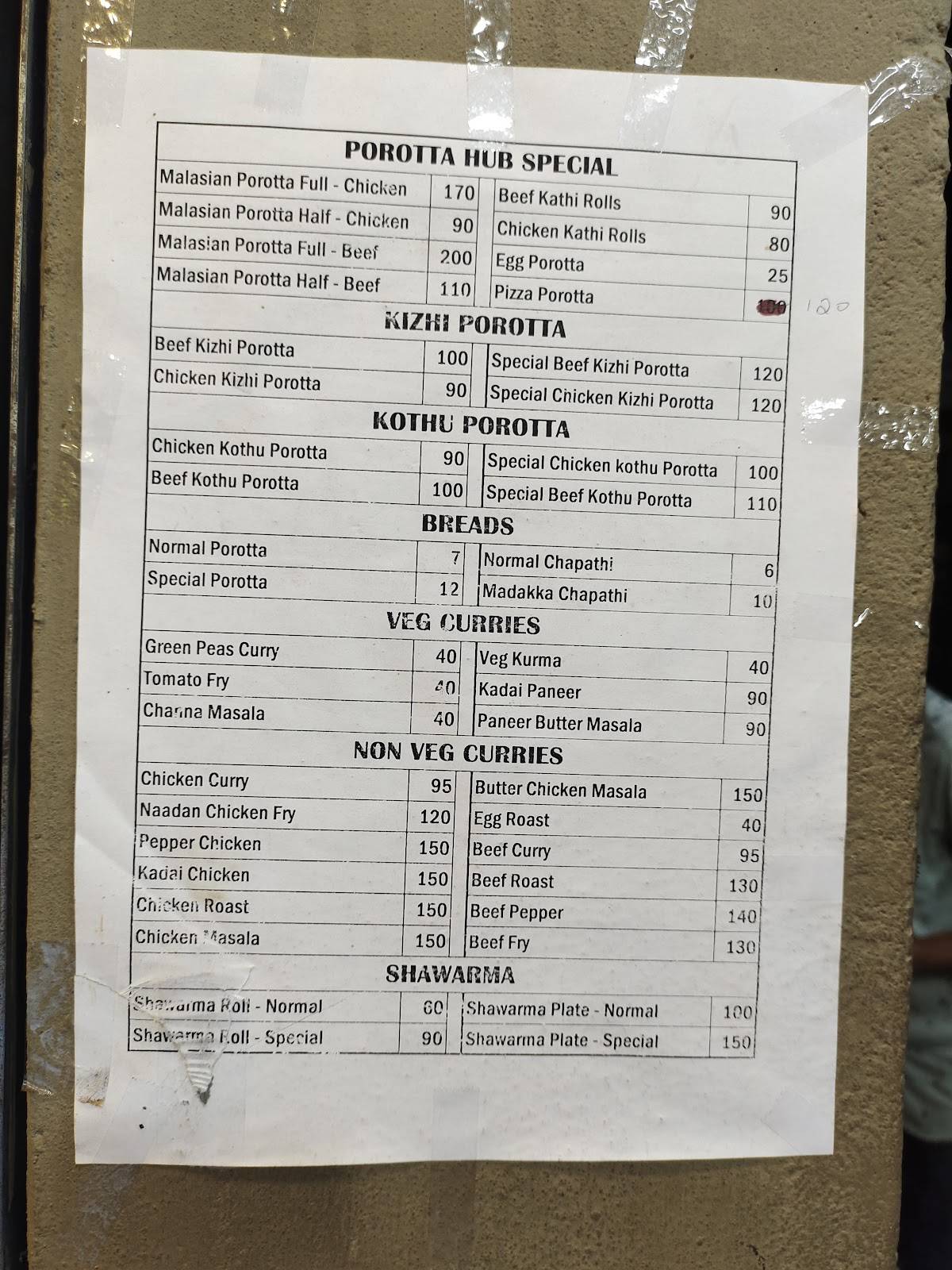 Menu at Porotta hub - Best Nool porotta - variety porota kizhi parotta ...