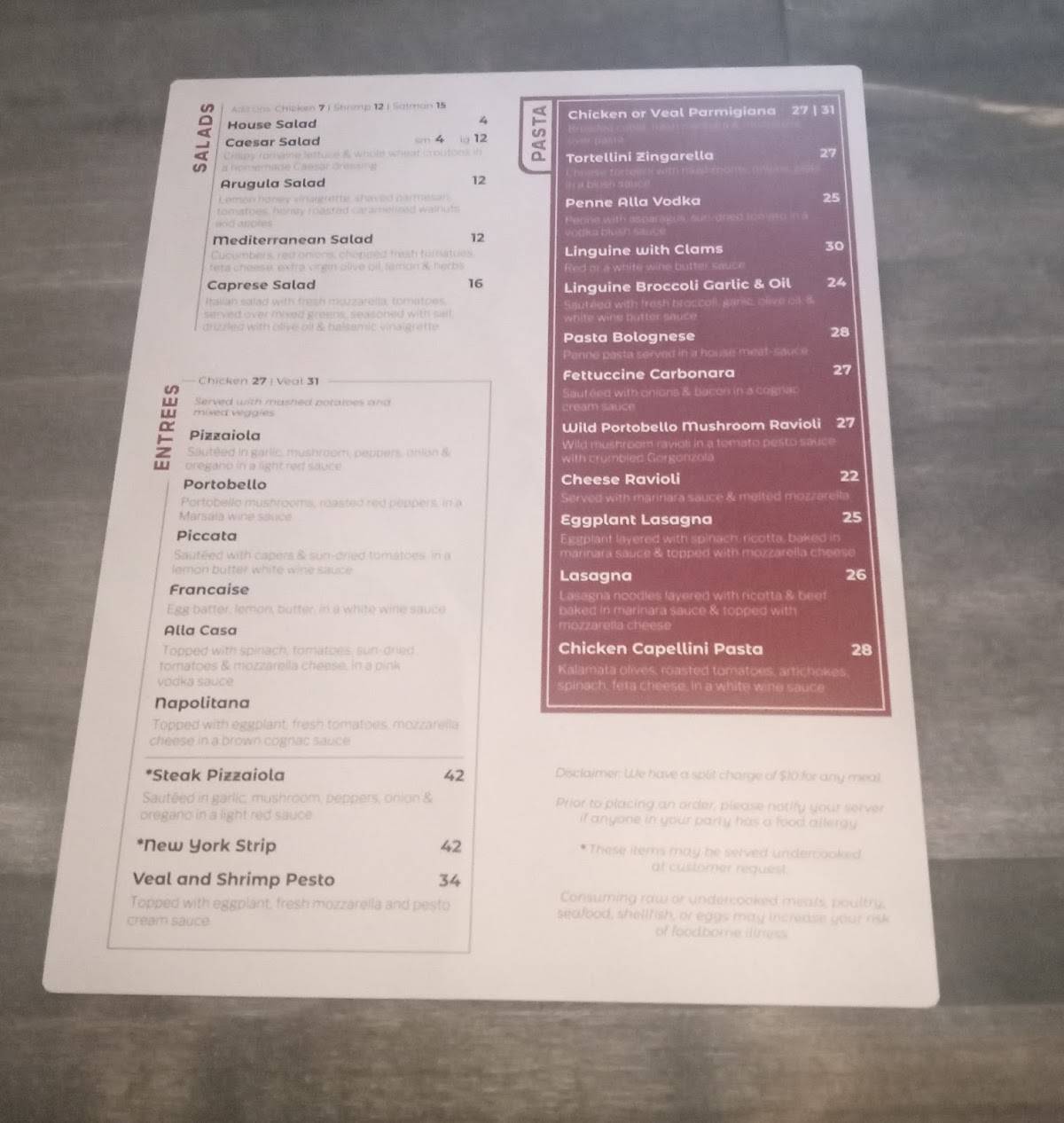 Menu at Portobello Restaurant West Hartford, West Hartford